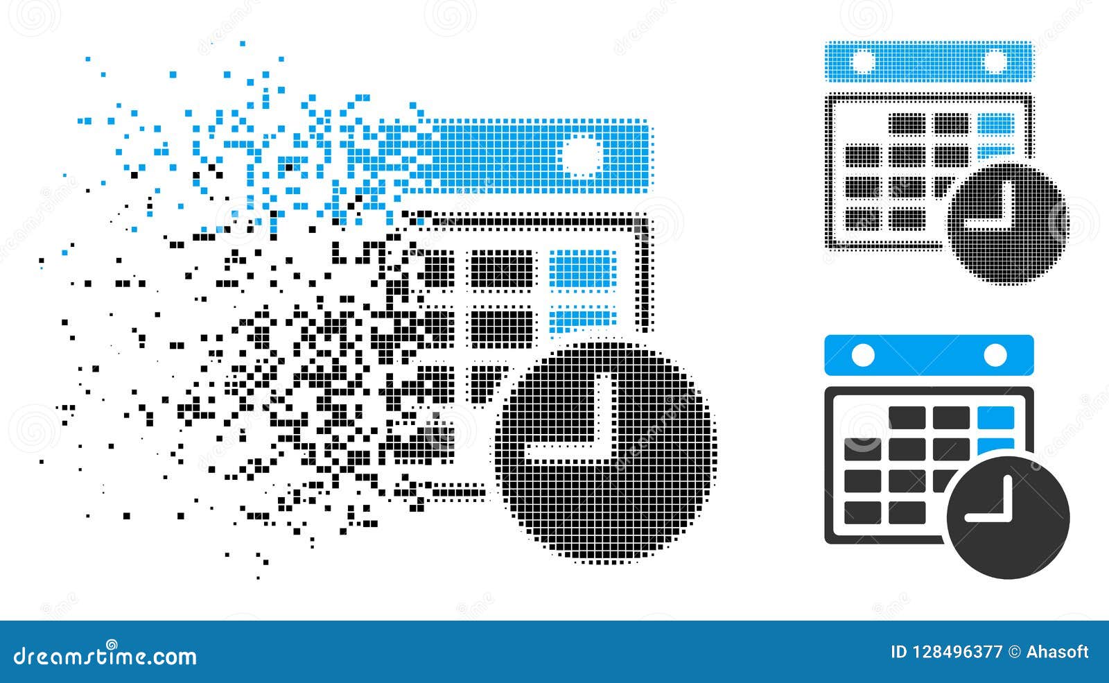 Fragmented Pixelated Halftone Time Table Icon Stock Vector ...