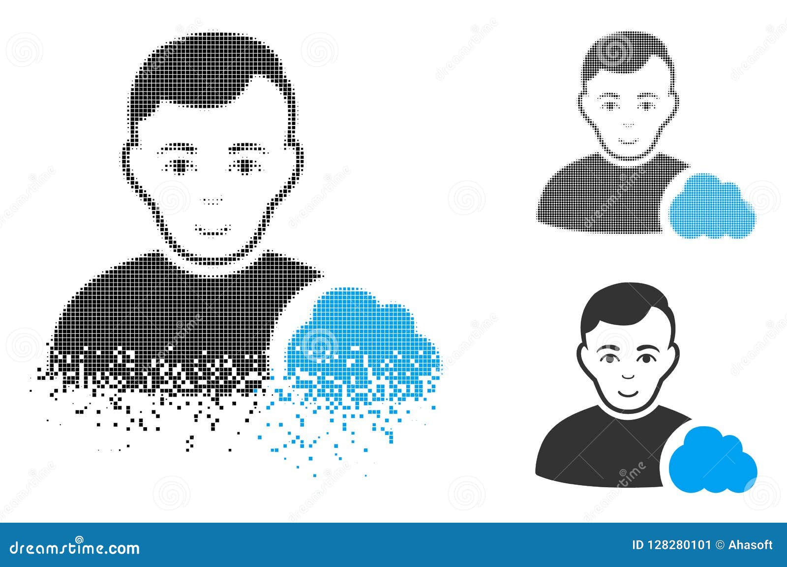 Fragmented Pixelated Halftone User Cloud Icon with Face Stock Vector ... Fragmented Pixelated Halftone User Cloud Icon with Face Stock Vector ...