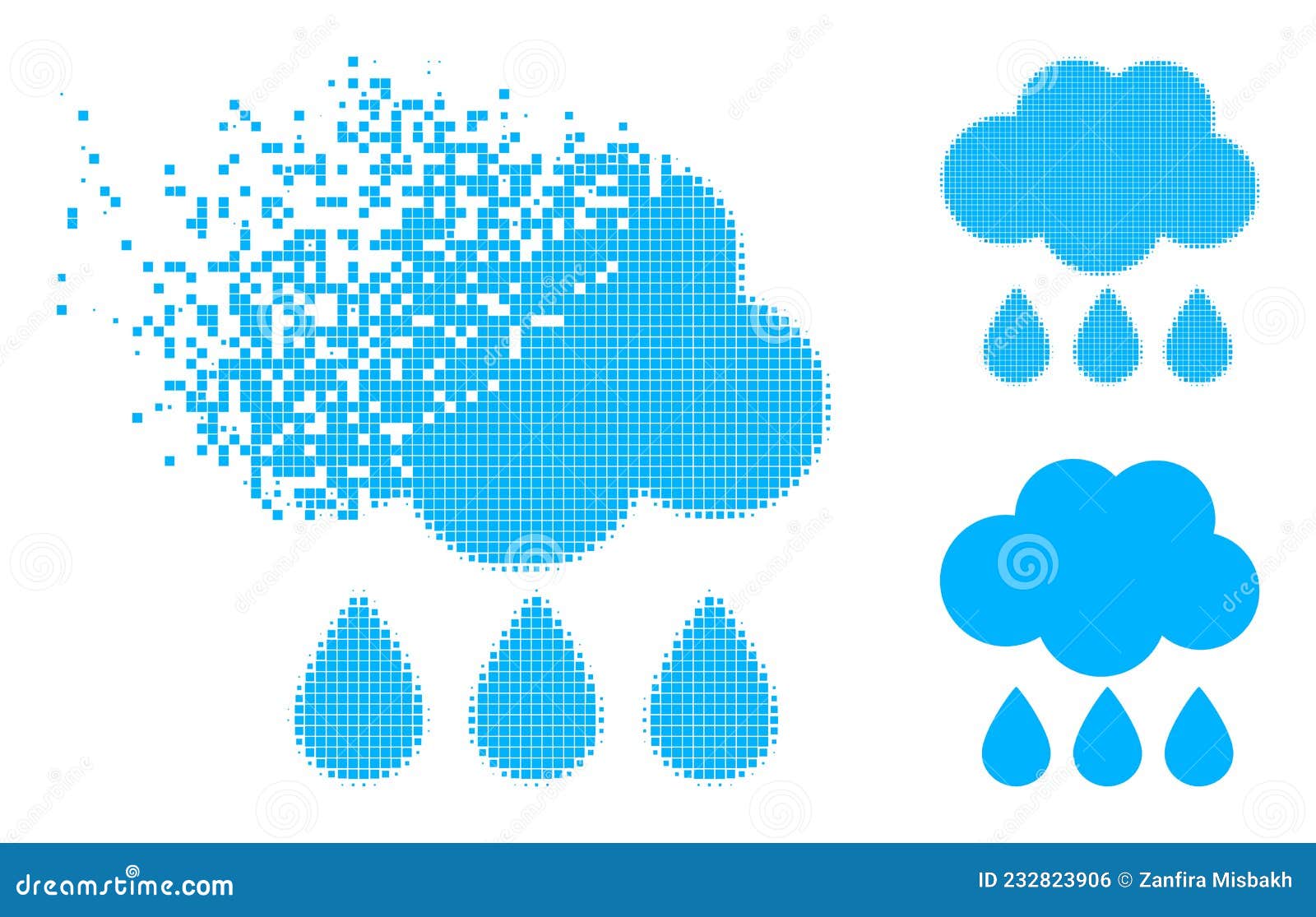 Fragmented Pixelated Rain Cloud Icon with Halftone Version Stock Vector ... Fragmented Pixelated Rain Cloud Icon with Halftone Version Stock Vector ...