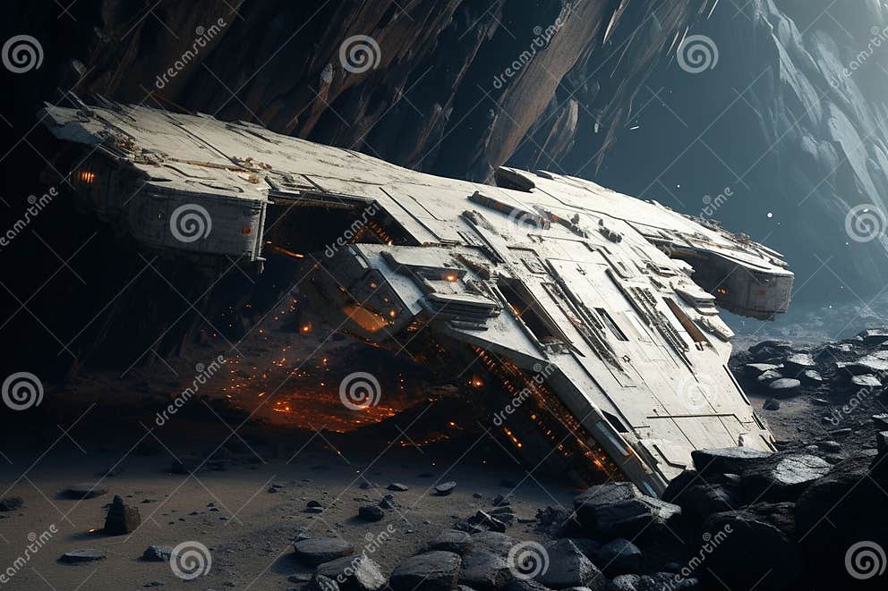 Fragmented Remnants of an Ancient Spaceship Stock Illustration ...