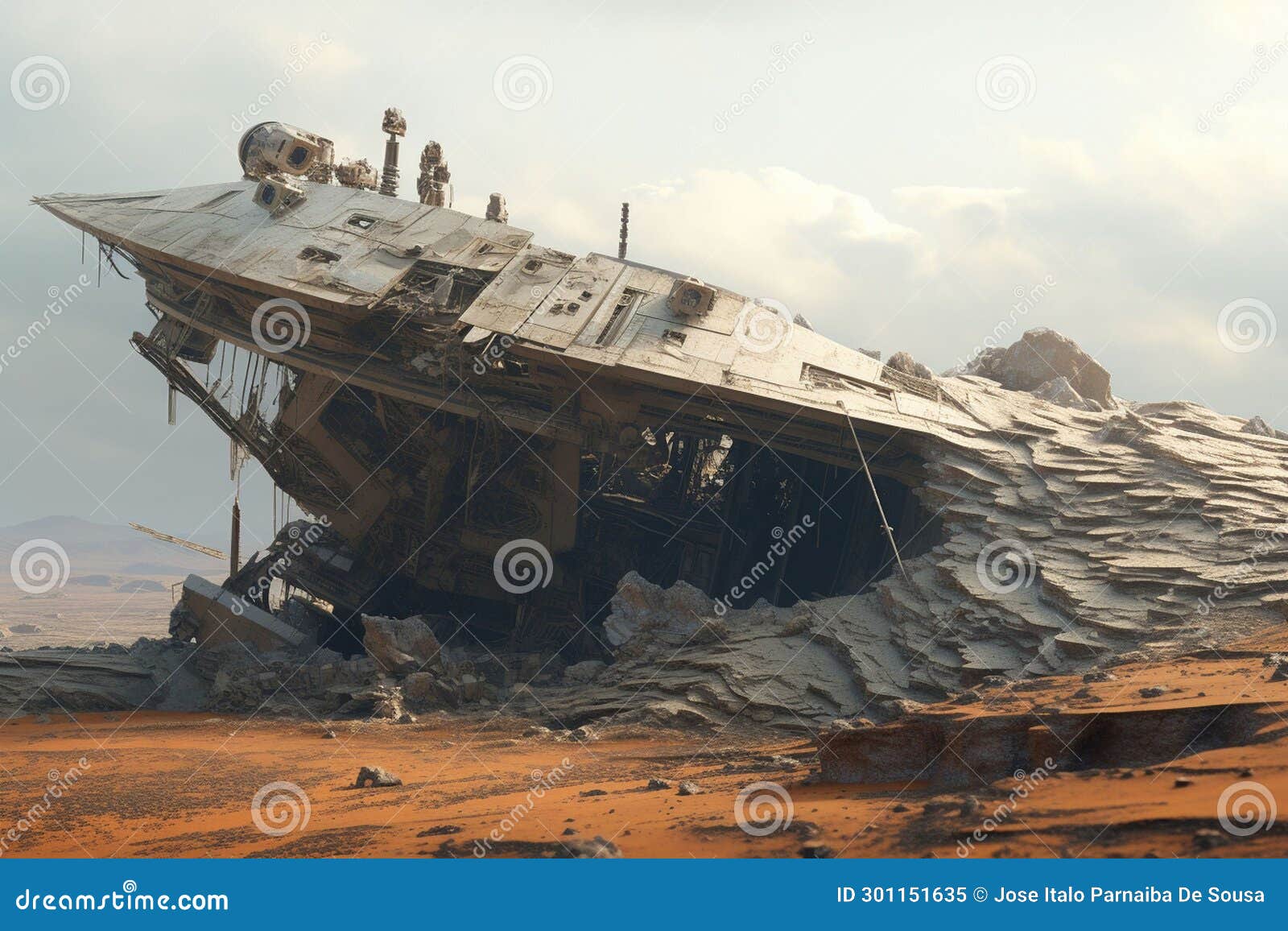 Fragmented Remnants of an Ancient Spaceship Stock Illustration ...