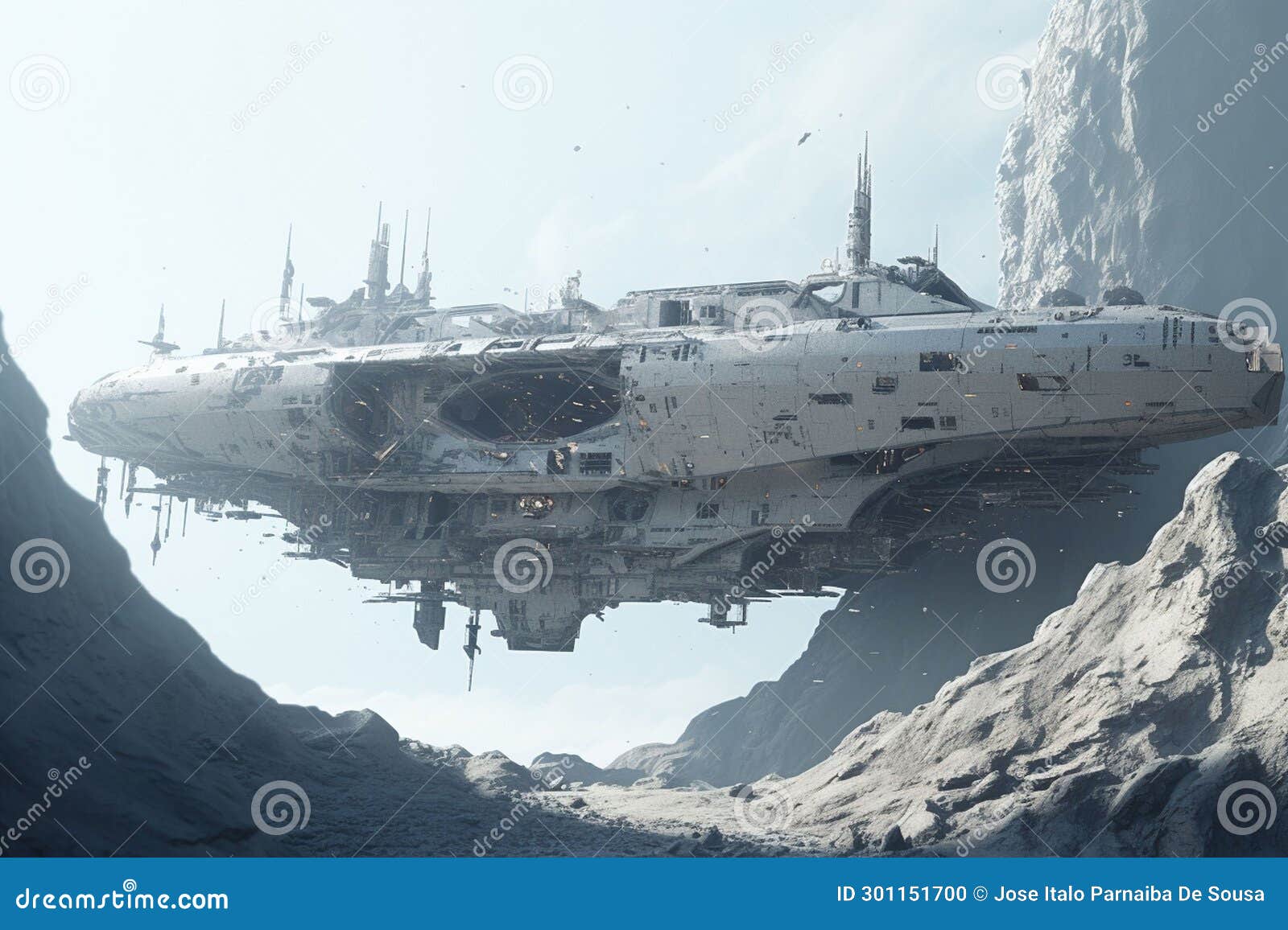 Fragmented Remnants of an Ancient Spaceship Stock Illustration ...