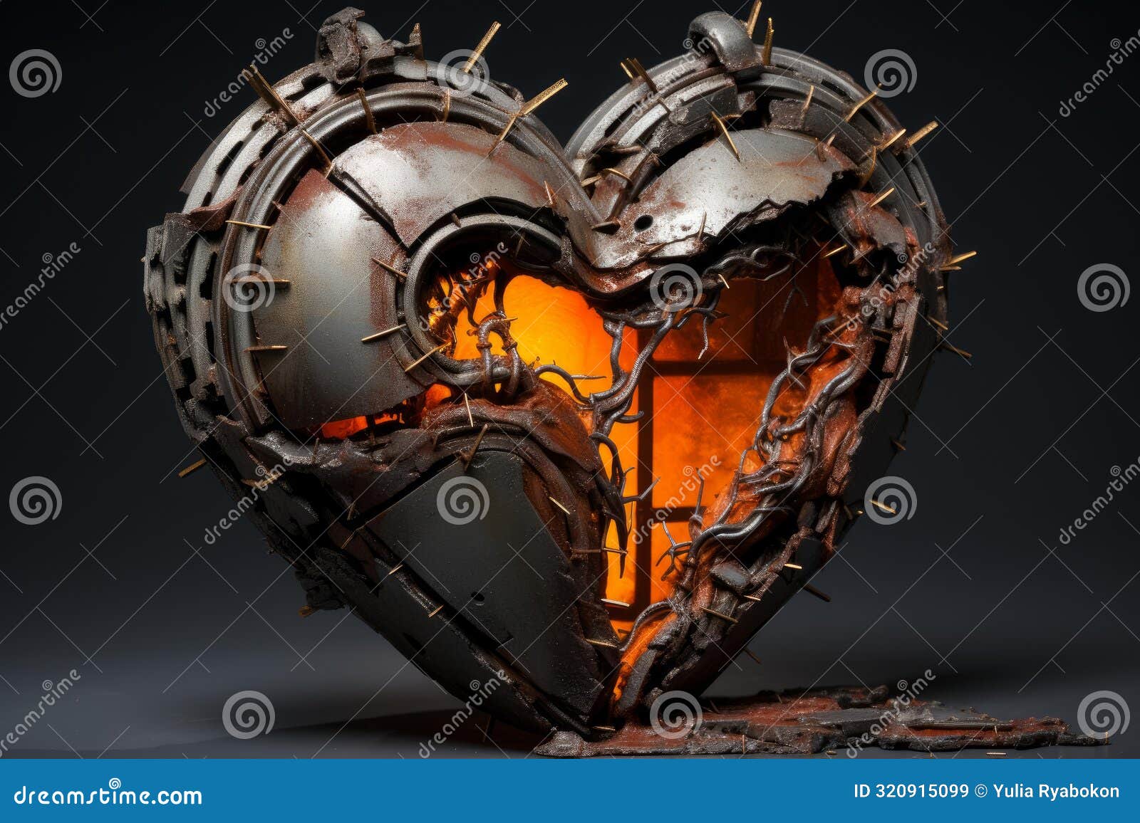 Fragmented Torn Metal Heart. Generate Ai Stock Image - Image of hurt ...