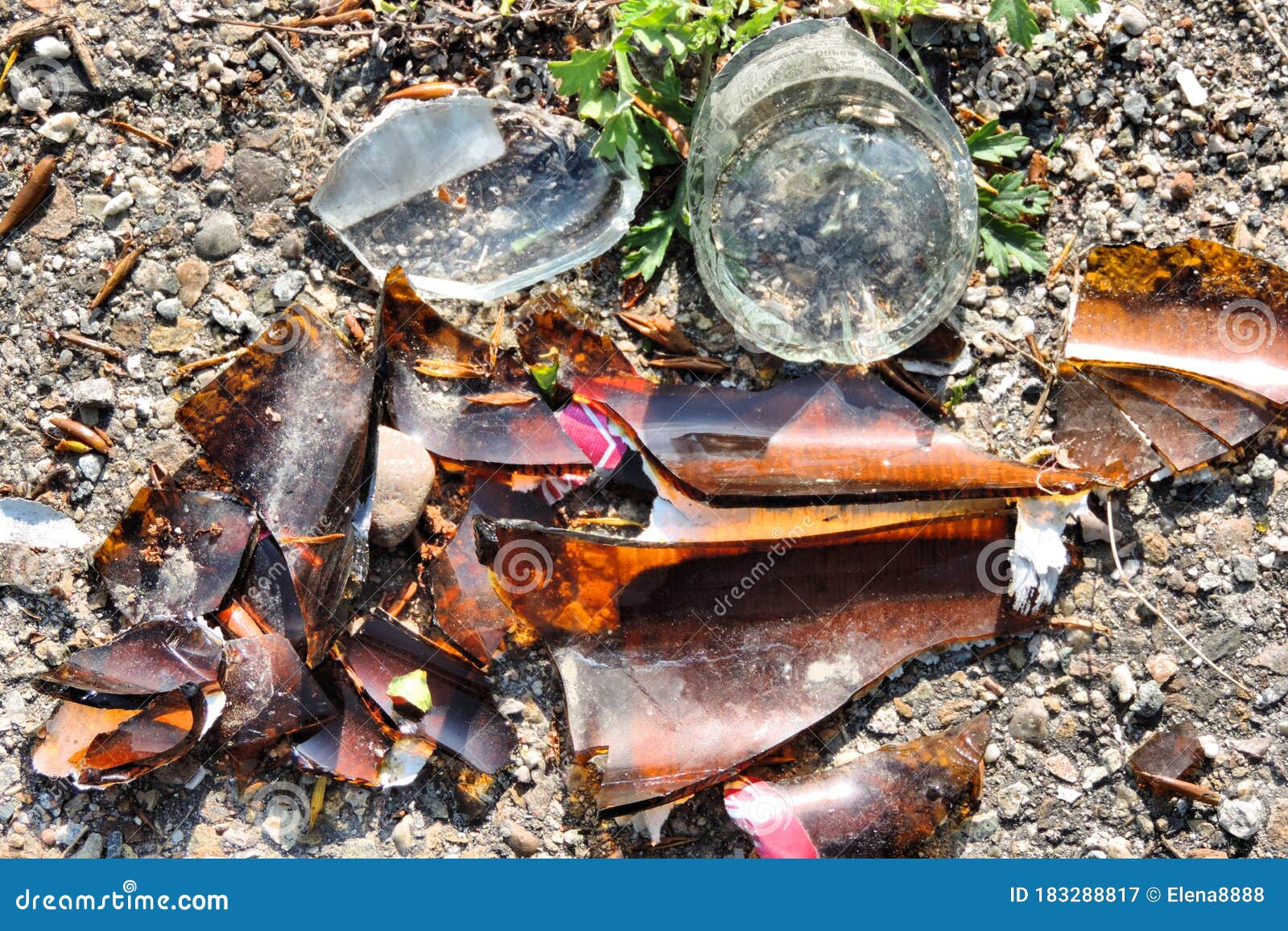 Fragments of Broken Bottles Glass Objects Stock Image - Image of glass ...