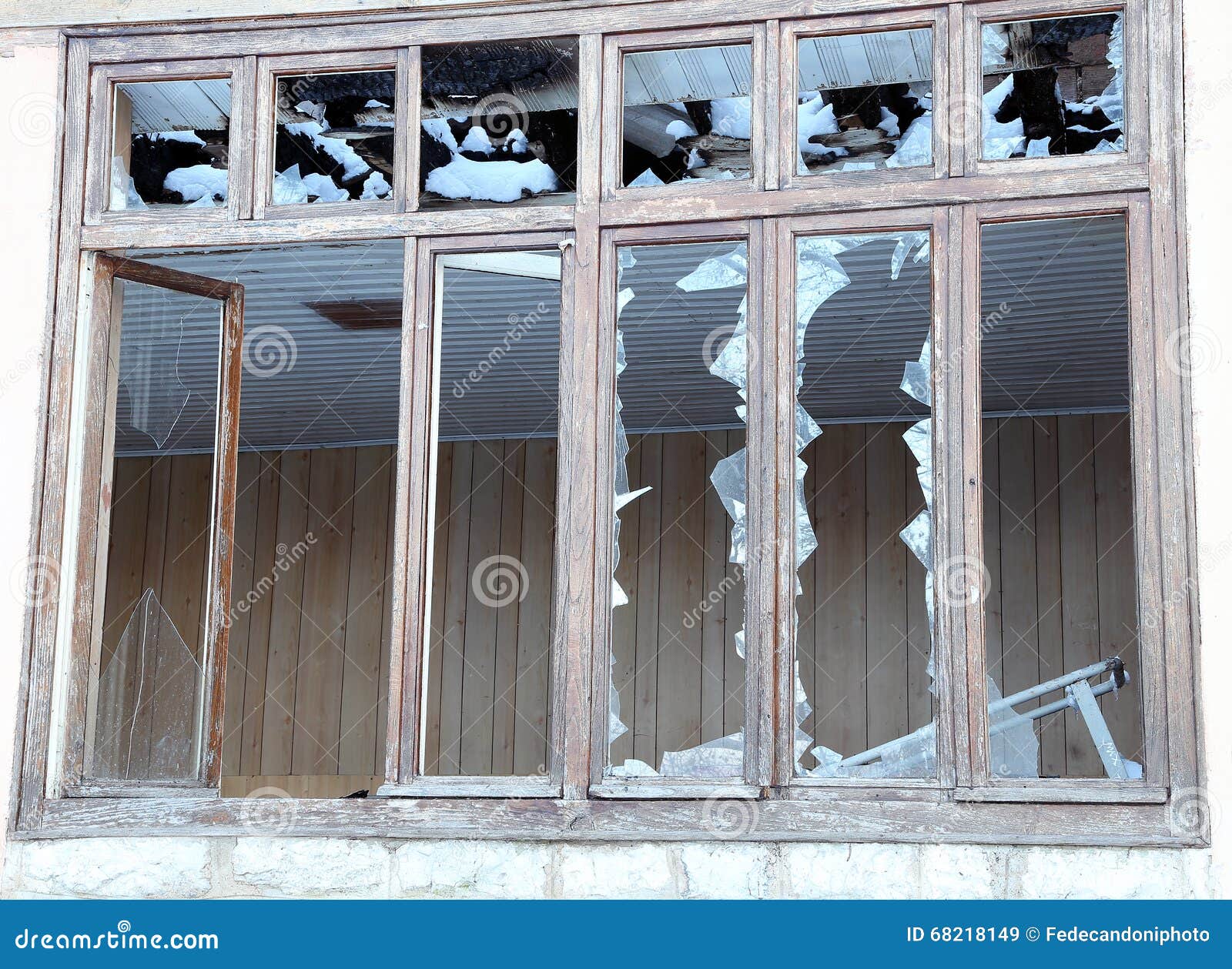 Fragments of Broken Glass of a Window in an Old House Stock Image ...