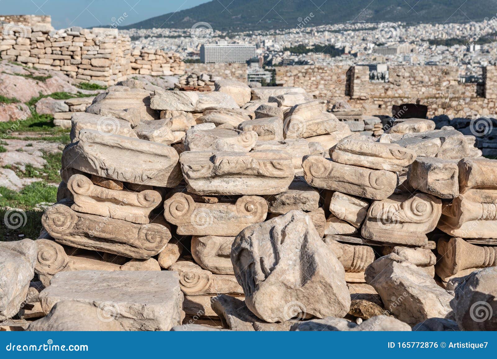 Fragments of Ionic Order Columns Stock Photo - Image of hellenistic ...