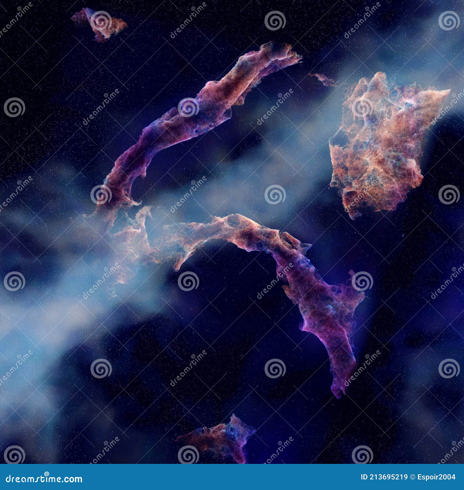 Fragments of Nebula in Outer Space Stock Illustration - Illustration of ...