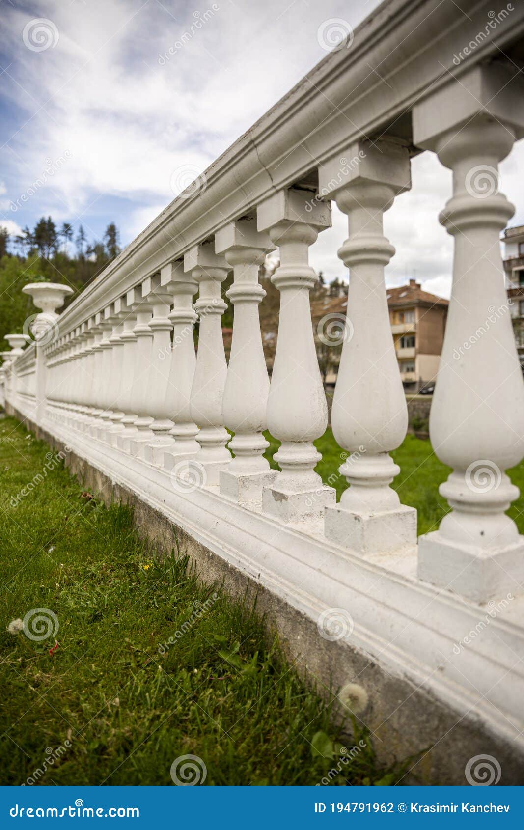 Fragments of White Marble Stone Railings. Bridge Guardrail. Stock Photo ...