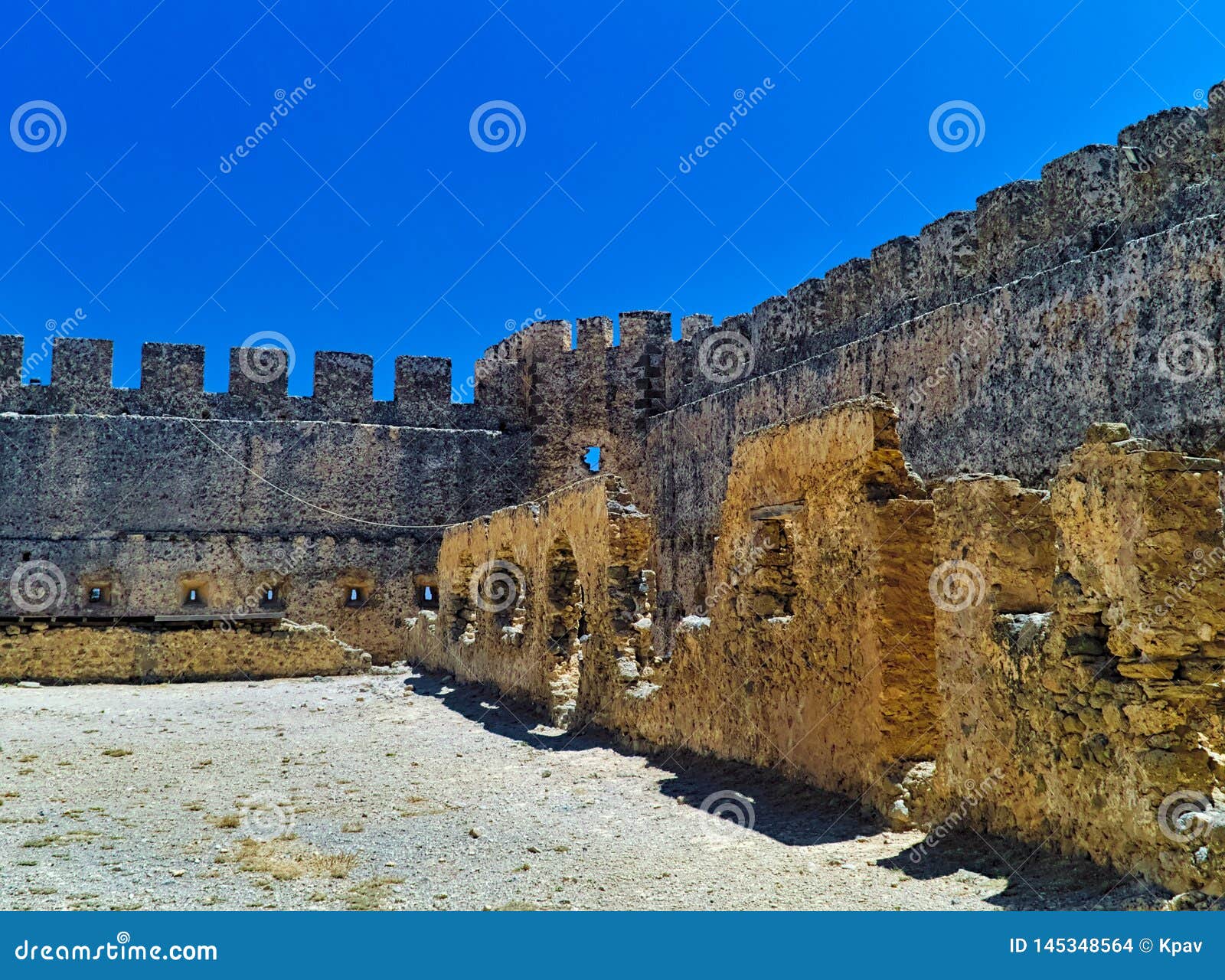 Fragocastelo Castle in Crete Island, Greece. Stock Photo - Image of ...