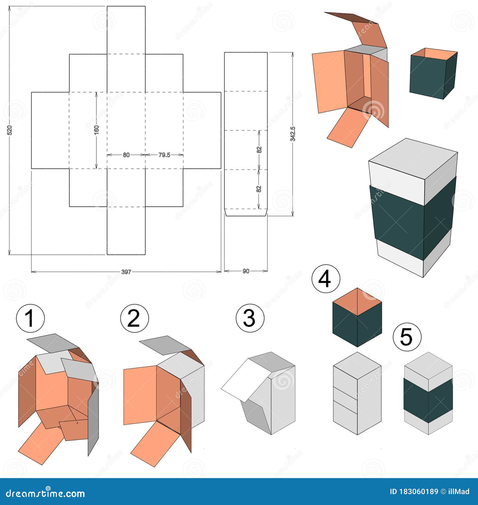Fragrance Packaging and Die-cut Pattern. Stock Vector - Illustration of ...
