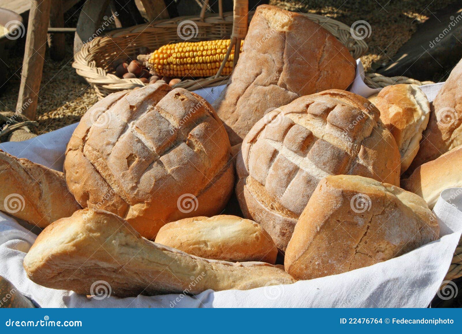 Fragrant Basket of Freshly Baked Bread for Sale Stock Photo - Image of ...