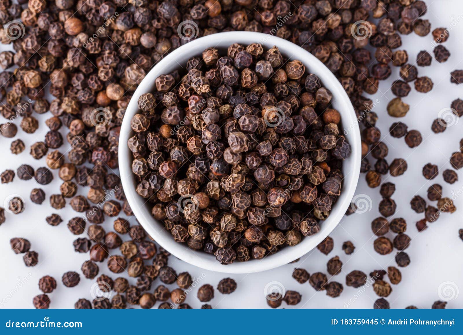 Fragrant Black Pepper on White Acrylic Background Stock Image - Image ...