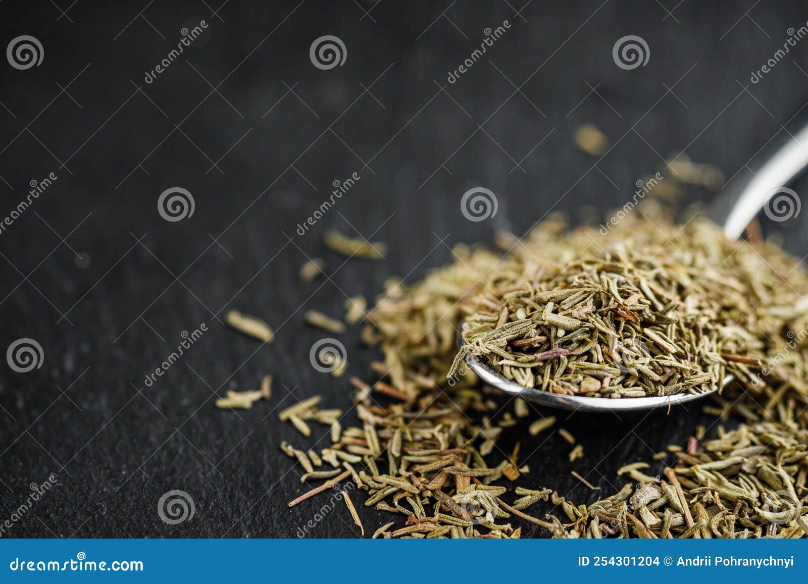 Fragrant Dried Thyme on a Dark Stone Background Stock Photo - Image of ...