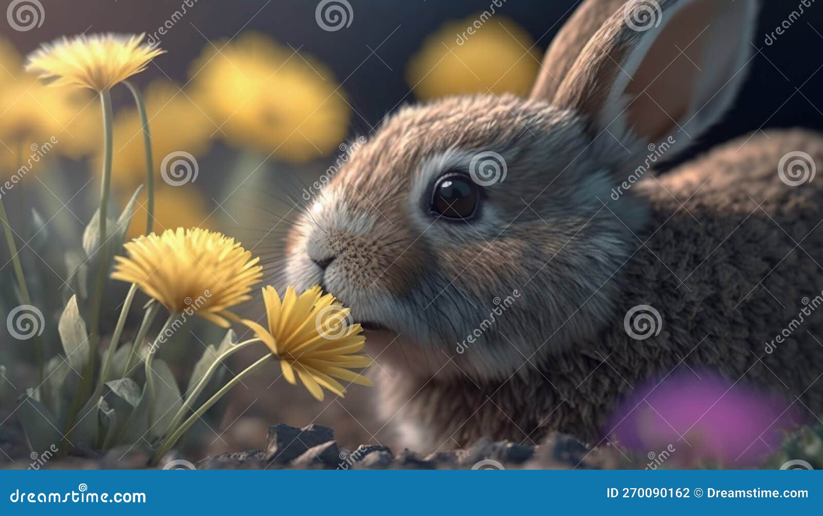 Bunny Smelling Flower