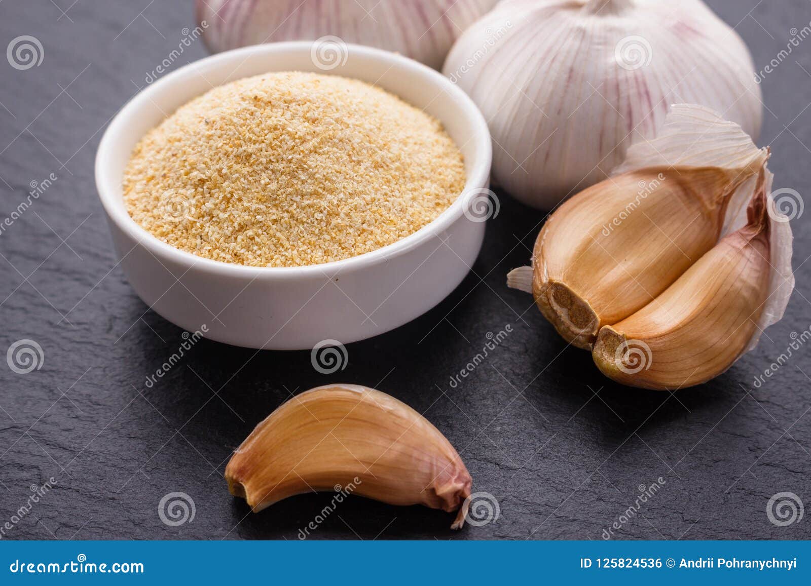 Fragrant Garlic on a Dark Stone Background Stock Photo - Image of ...