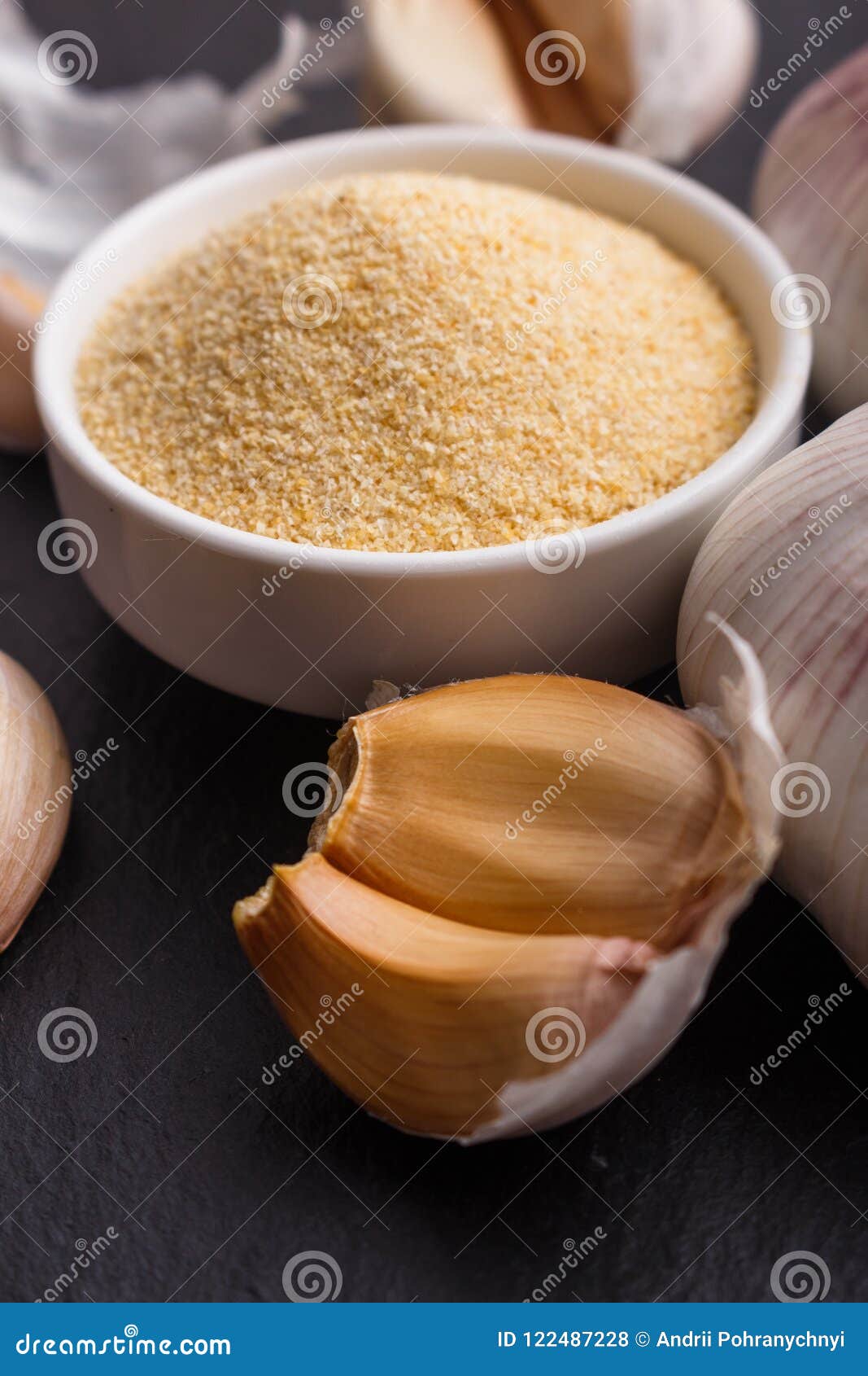 Fragrant Garlic on a Dark Stone Background Stock Photo - Image of white ...