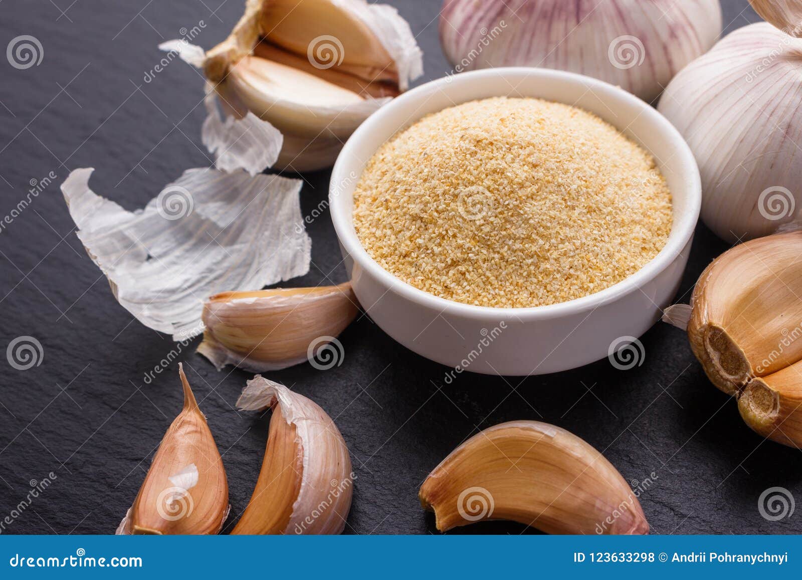 Fragrant Garlic on a Dark Stone Background Stock Photo - Image of ...