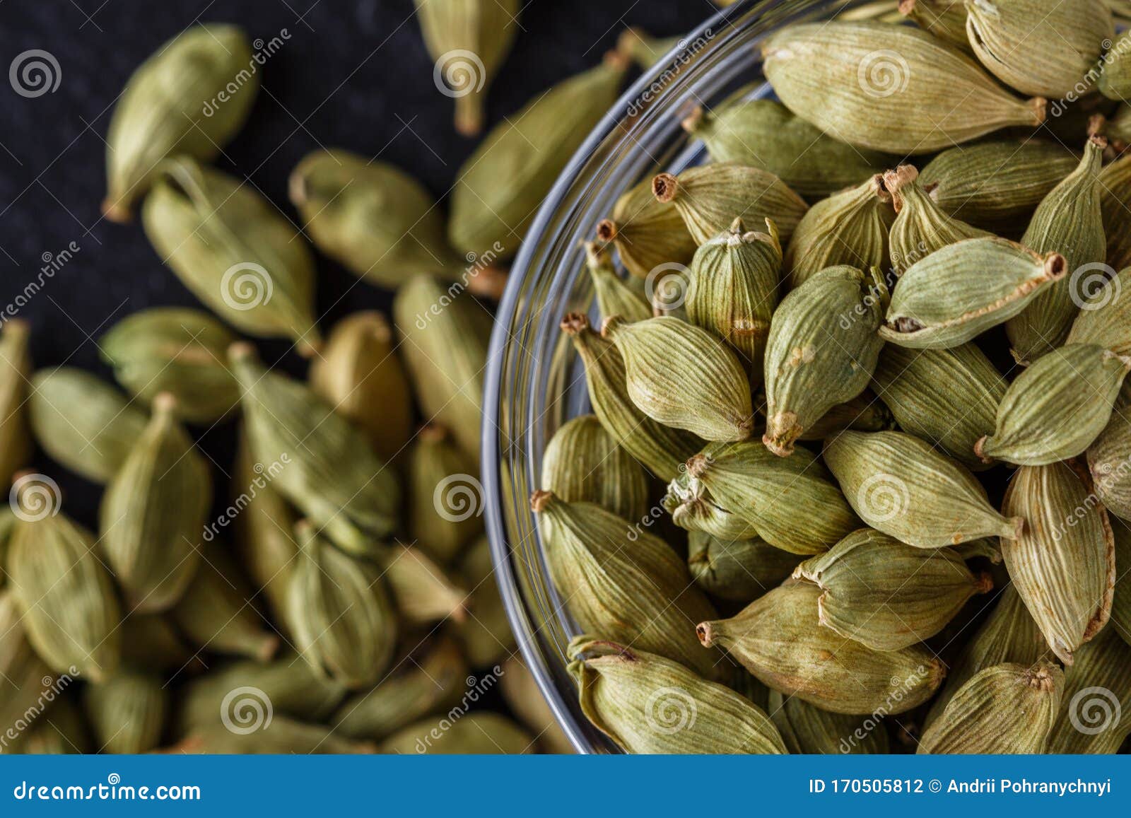 Fragrant Green Cardamom on a Dark Stone Background Stock Photo - Image ...
