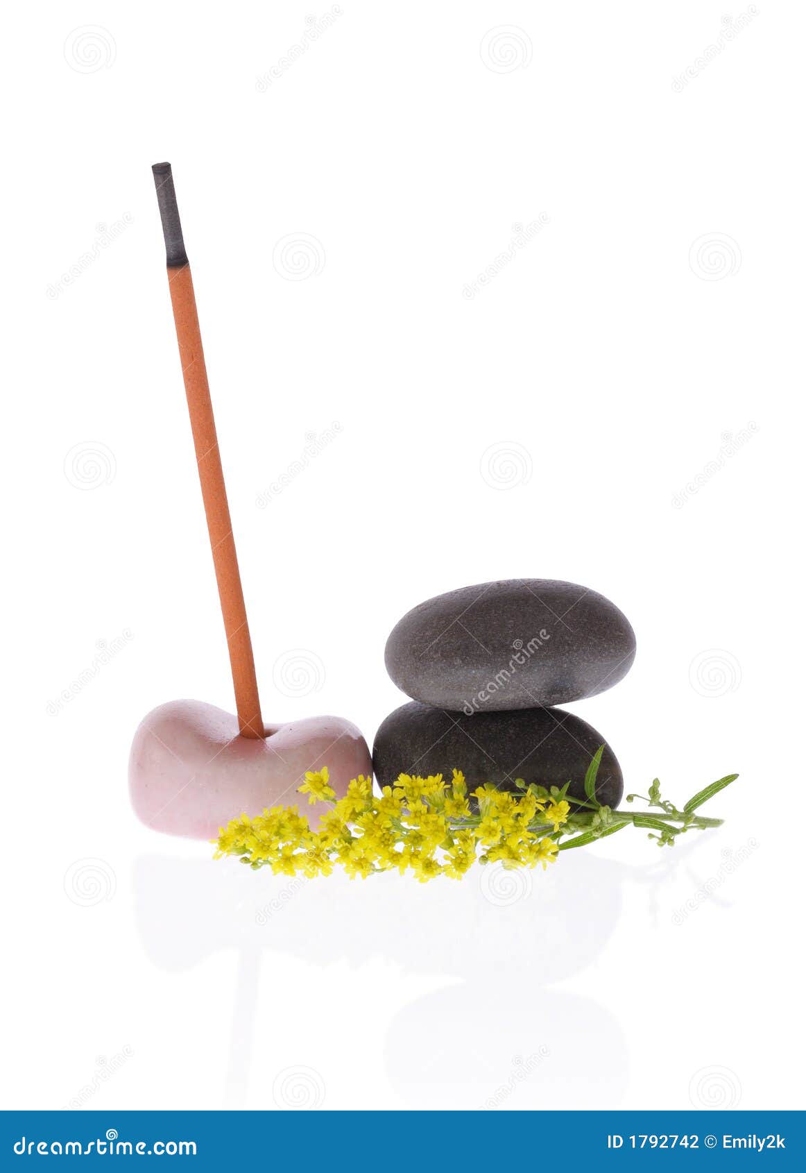 Fragrant Incense, Pebbles and Flower Stock Photo - Image of health ...