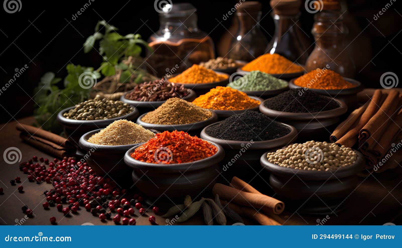 Fragrant Multi-colored Fragrant Indian Spices and Herbs. Theme of ...