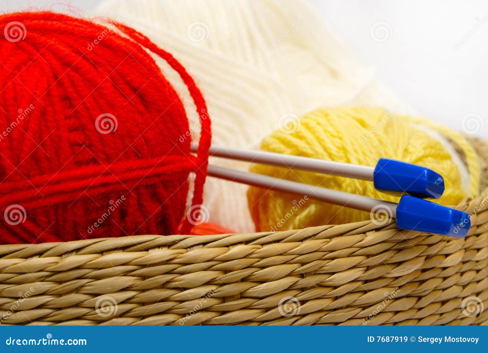 Frail of knitting tools stock image. Image of sphere, ball - 7687919