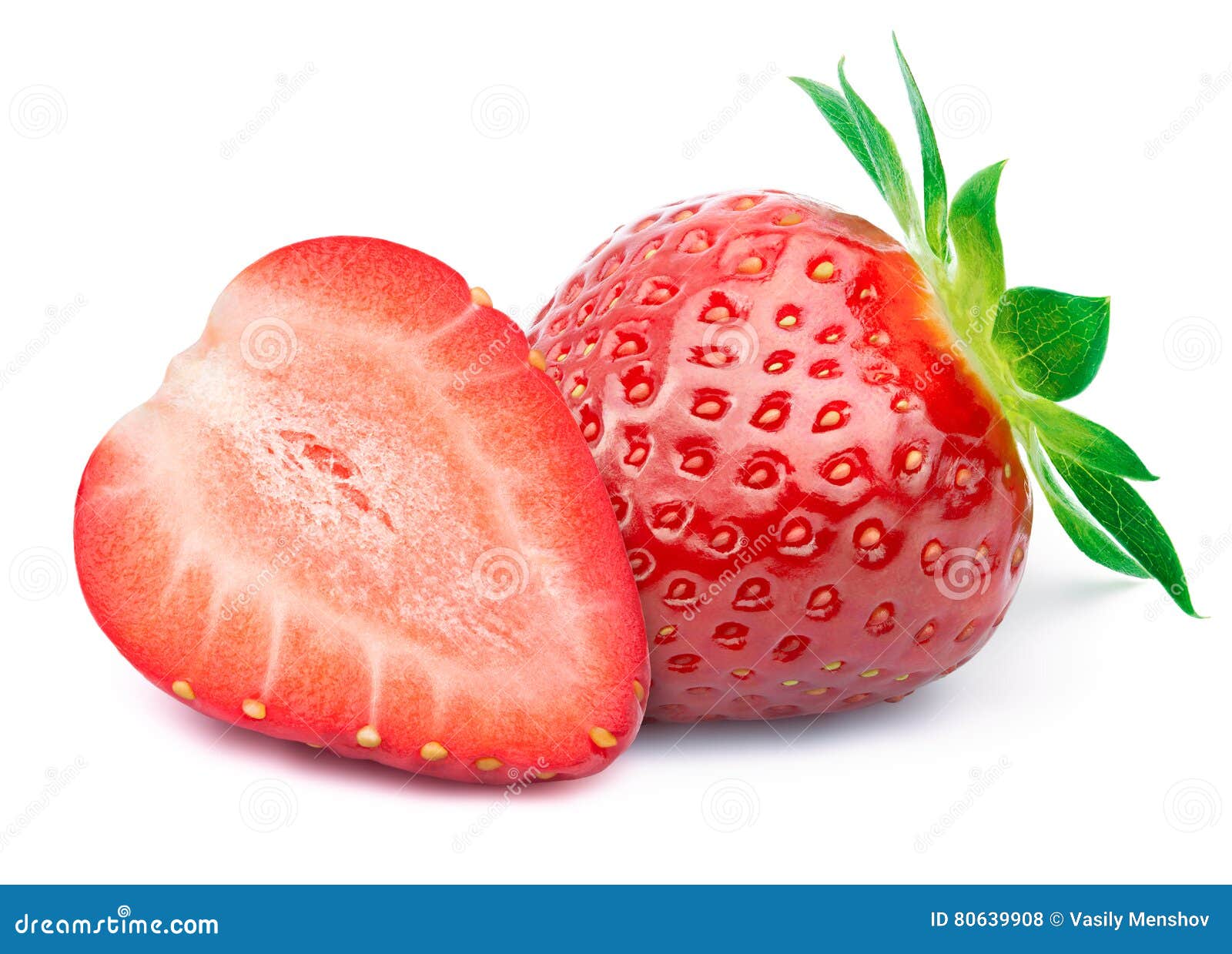 Fraises Avec Des Feuilles D'isolement Sur Le Blanc Photo stock - Image ...