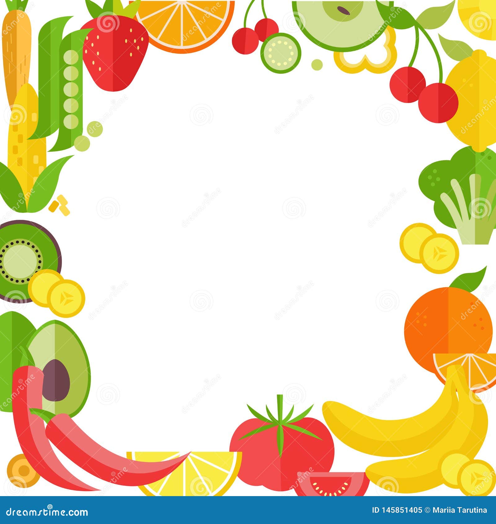 Fruit and Vegetable Frame Vector Illustration. Stock Vector ...