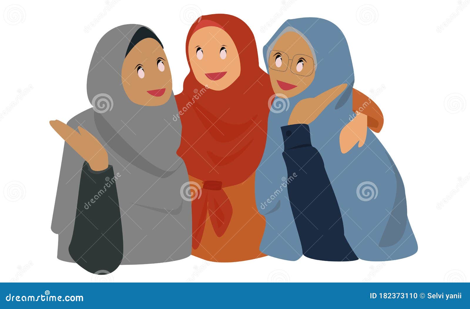 Muslimah Friend stock illustration. Illustration of ramadhan - 182373110