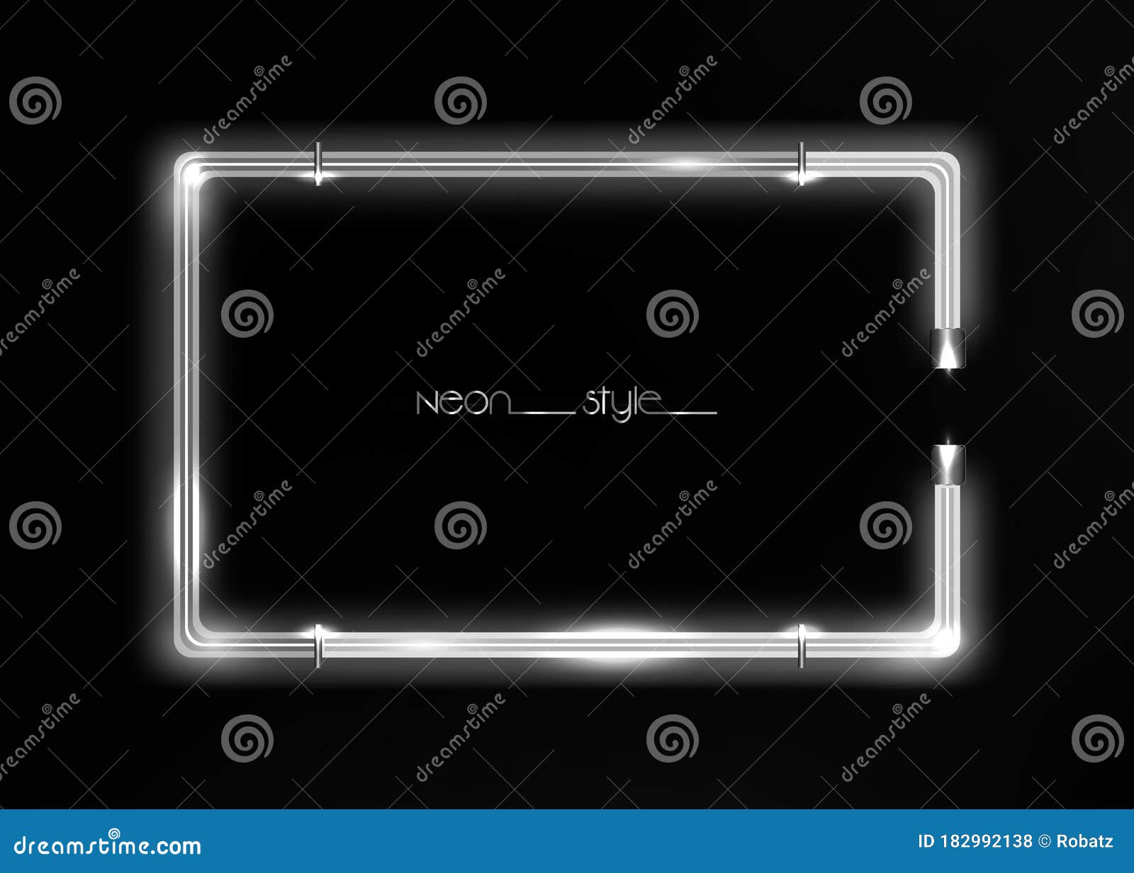 Neon Frame Background. White Luxury Neon Shiny Glowing Vintage Frame ...