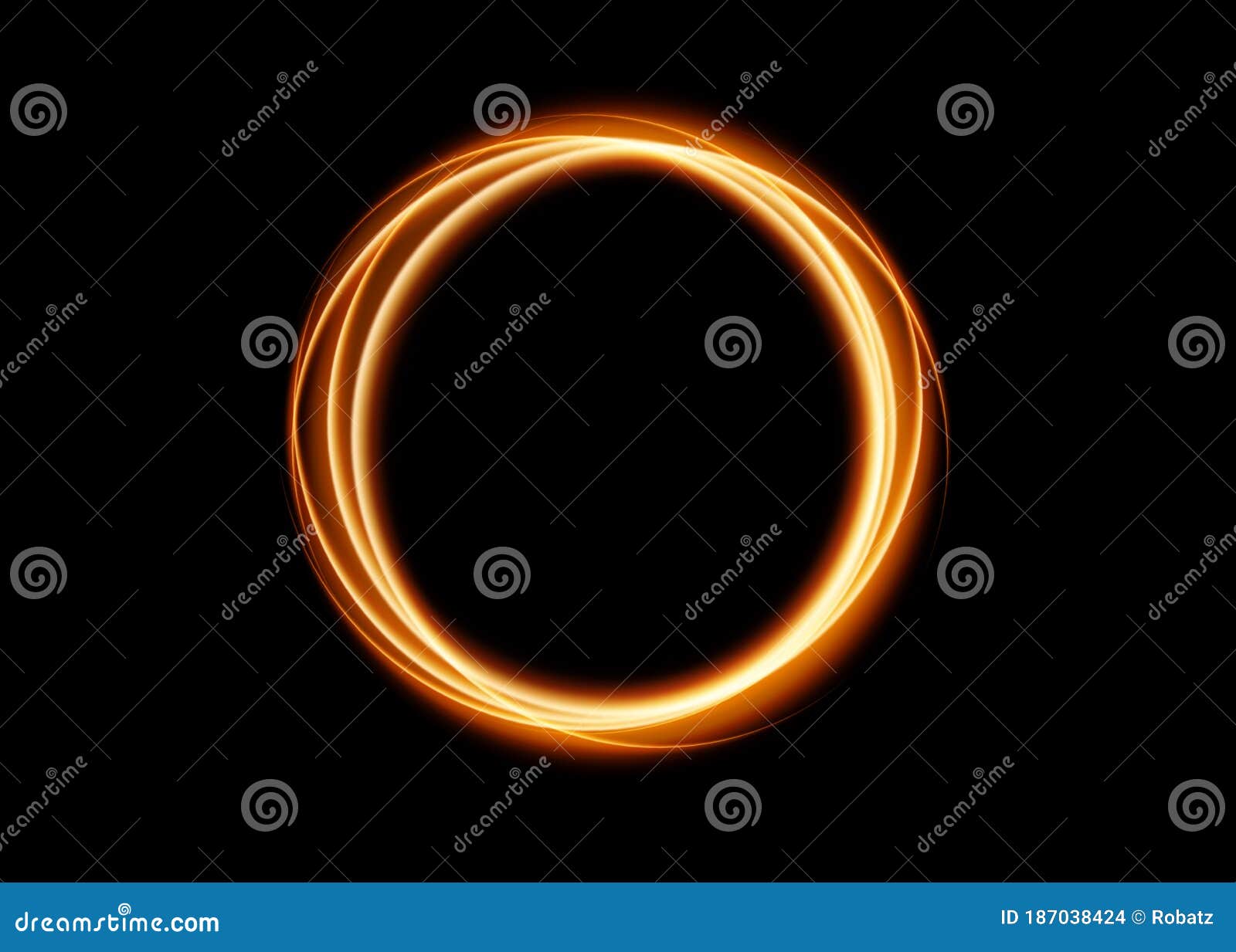 Vector Magic Gold Circle Frame. Fire Hole. Glowing Fire Ring Trace ...