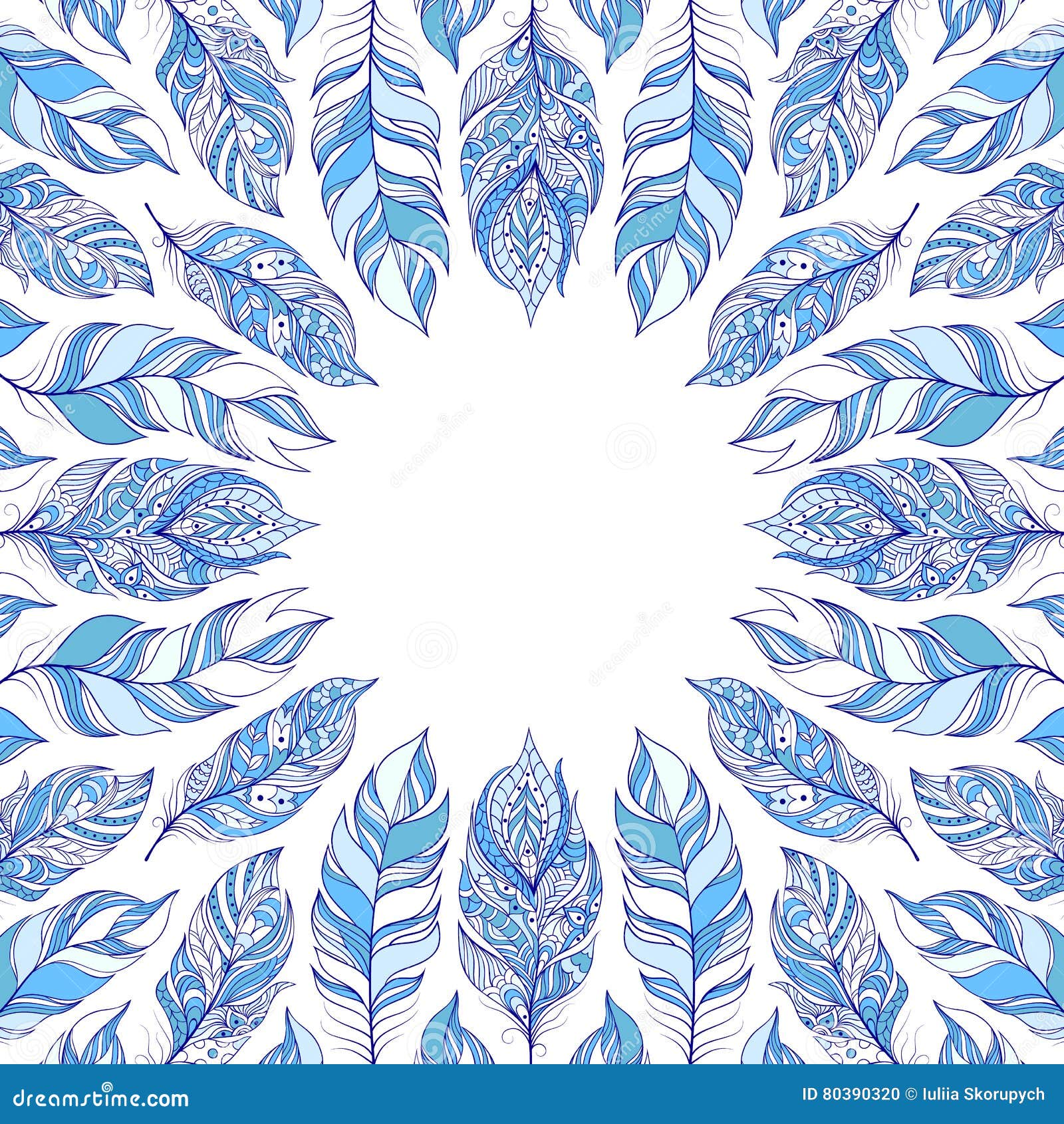 Frame with Abstract Colorful Feathers. Stock Vector - Illustration of ...