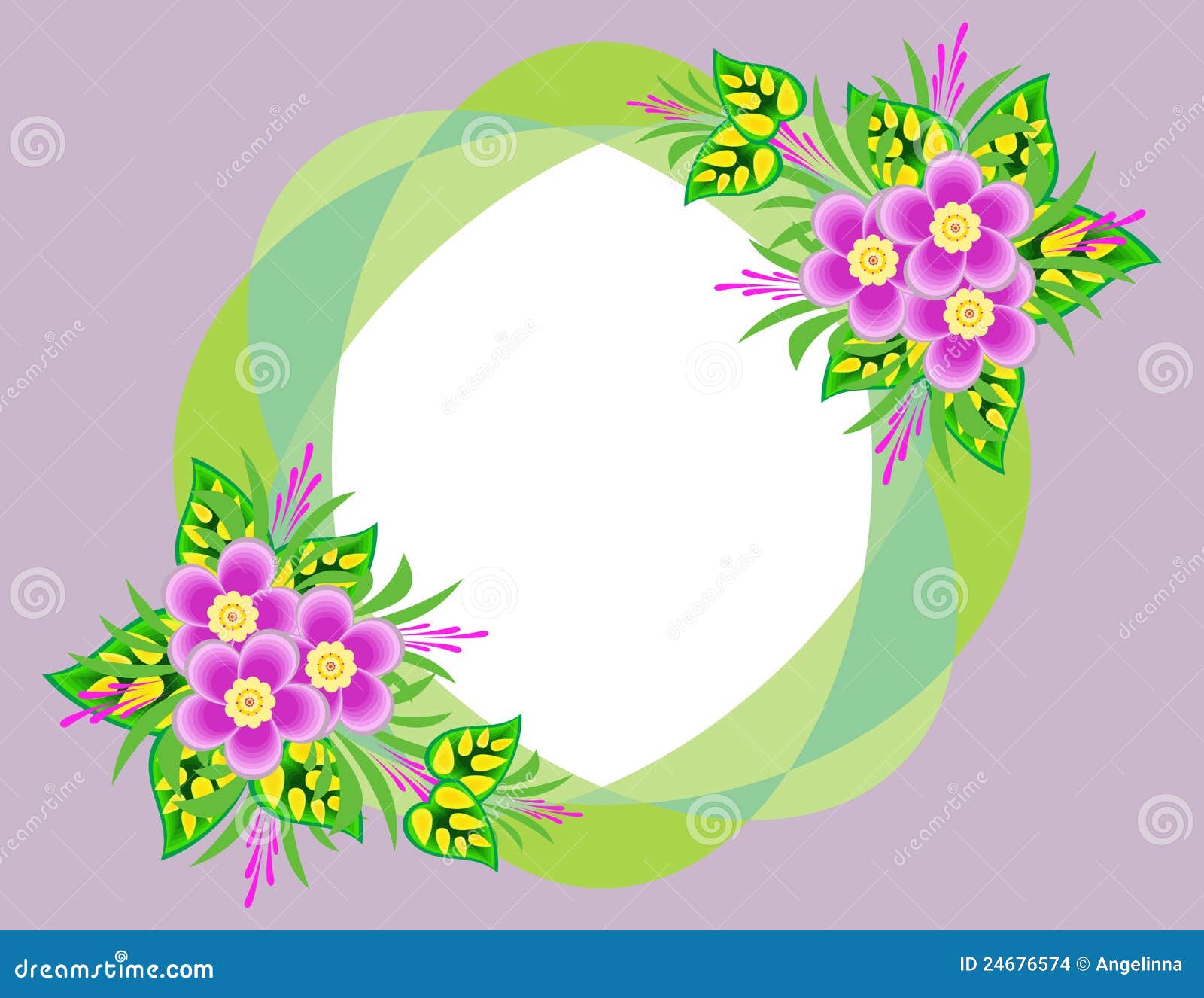 Frame with Abstract Flowers and Background Stock Vector - Illustration ...