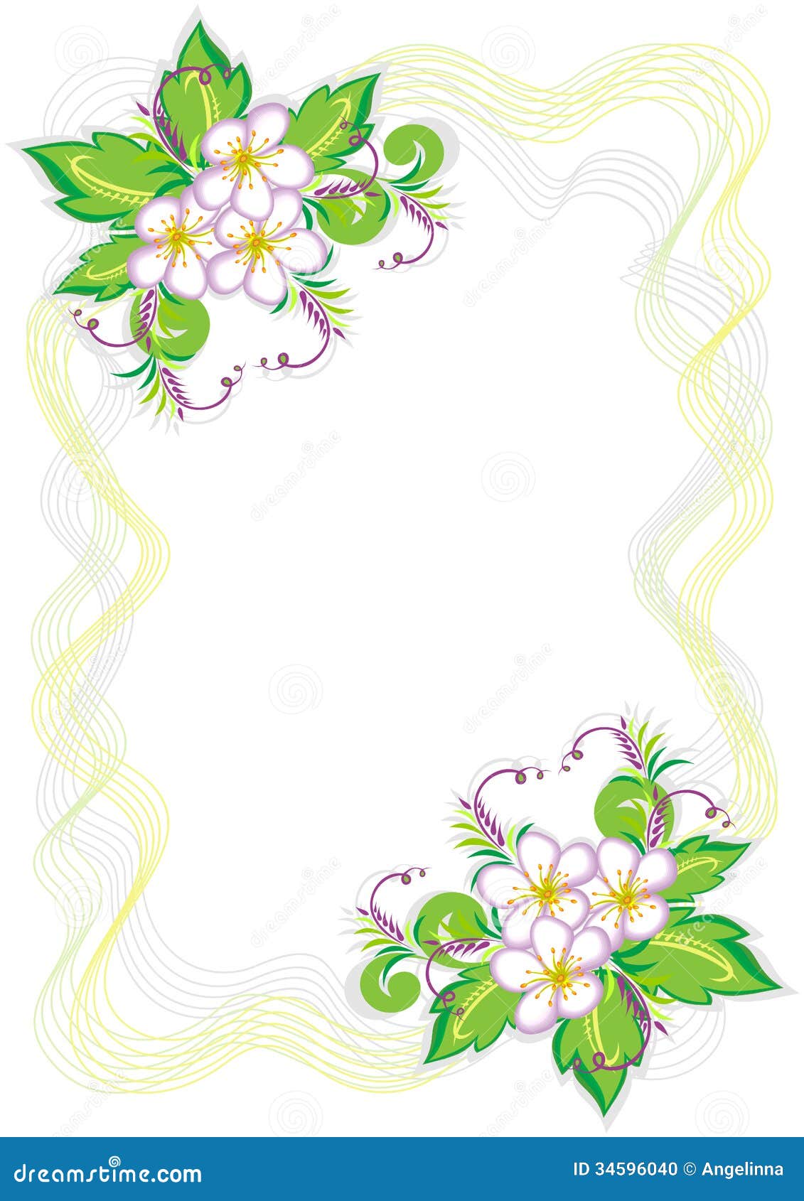 Frame with Abstract Flowers Stock Vector - Illustration of blossom ...
