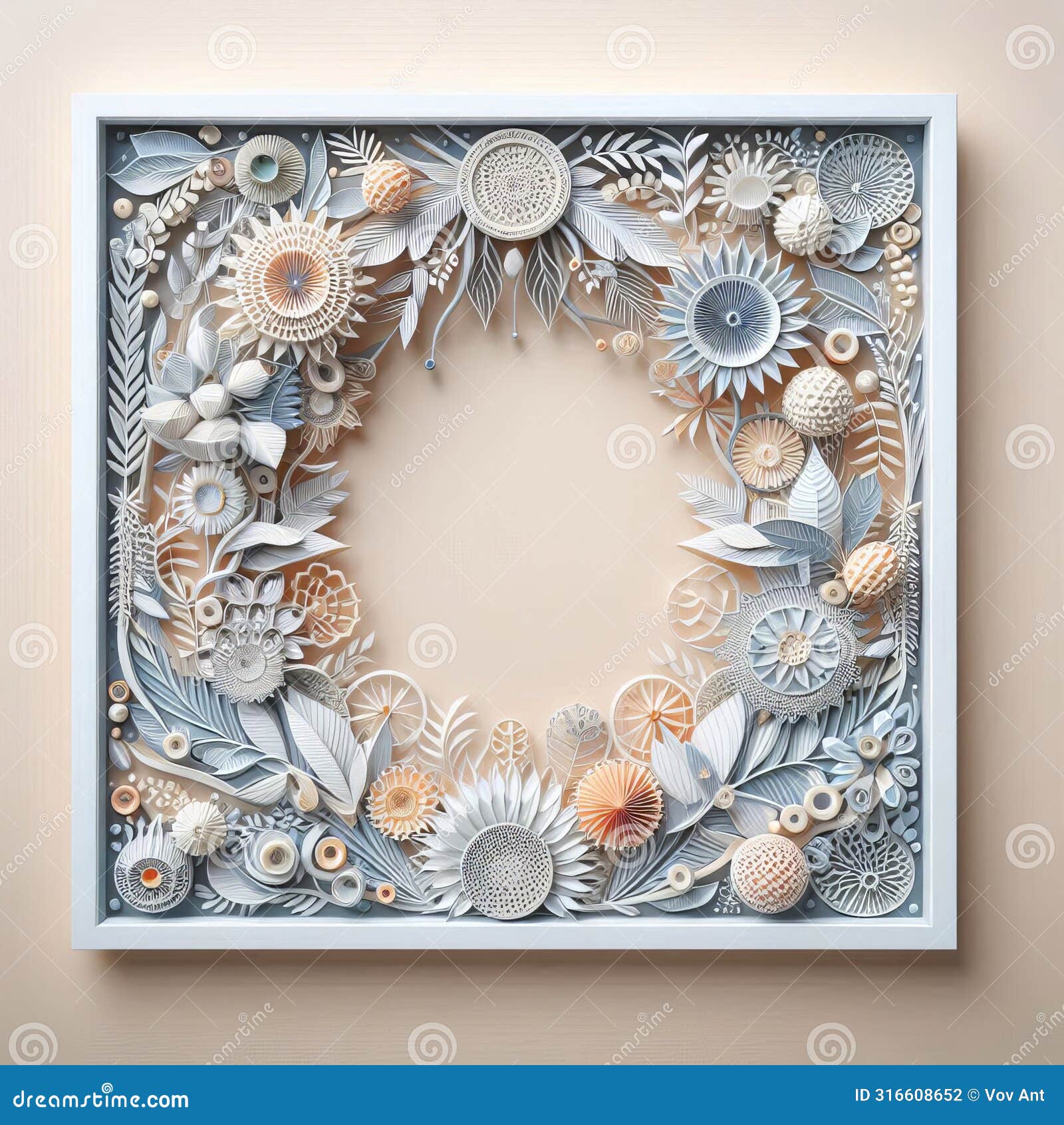 A Frame Adorned with Tiny Paper Cutouts, Creating a Whimsical Stock ...