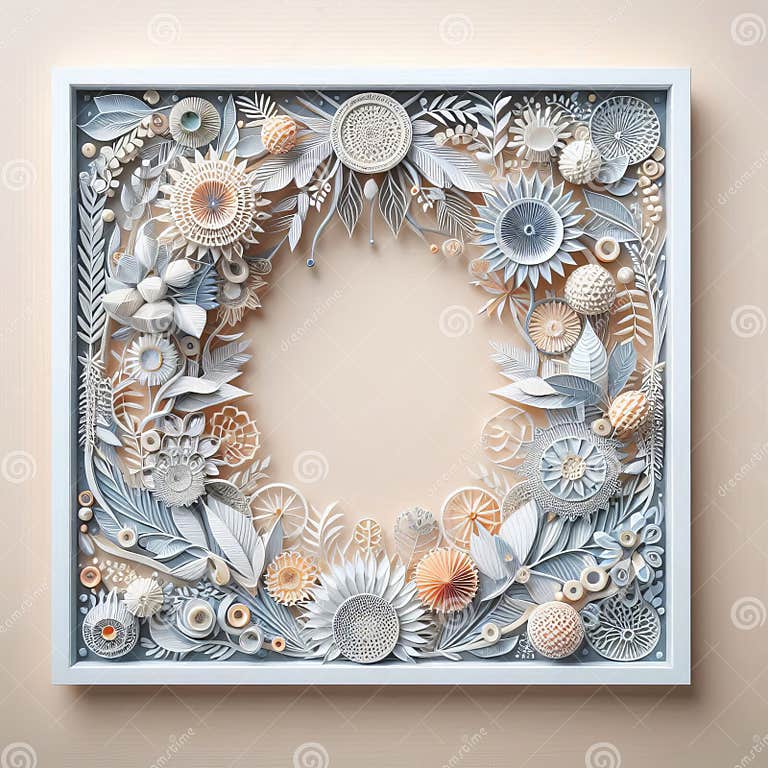 A Frame Adorned with Tiny Paper Cutouts, Creating a Whimsical Stock ...