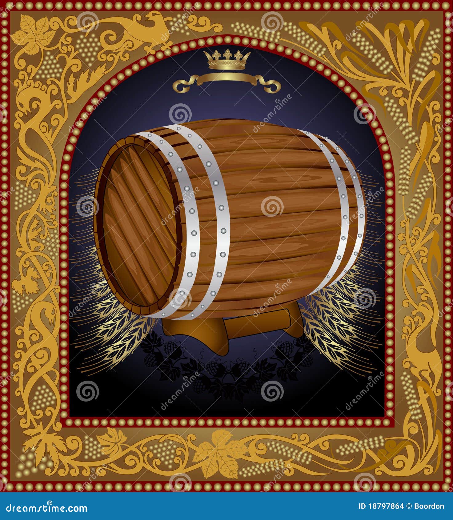 Frame Advertising Wine Barrel Beer Banner Stock Vector - Illustration ...