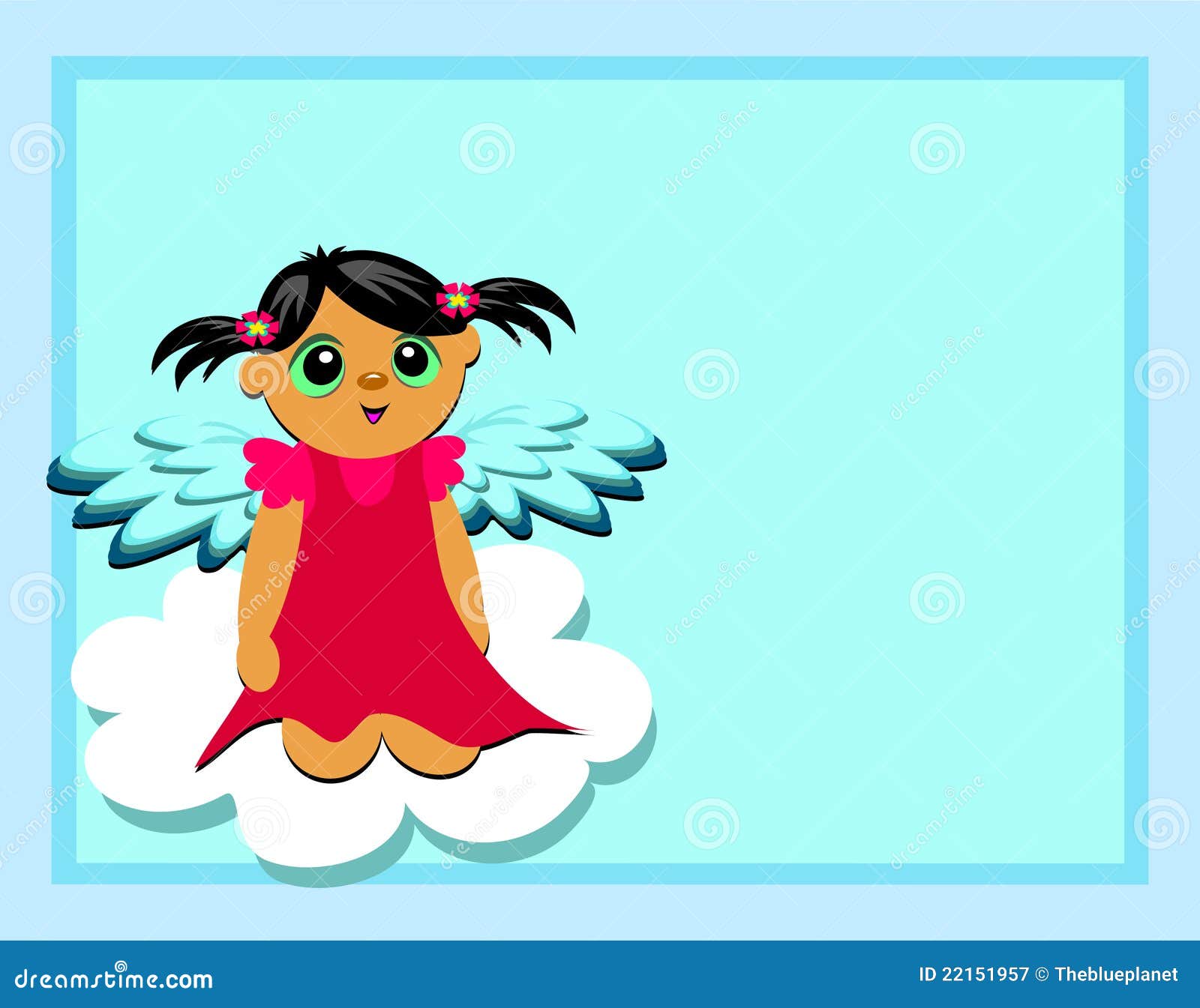 Frame with Angel on a Cloud Stock Vector - Illustration of cloud, sweet ...