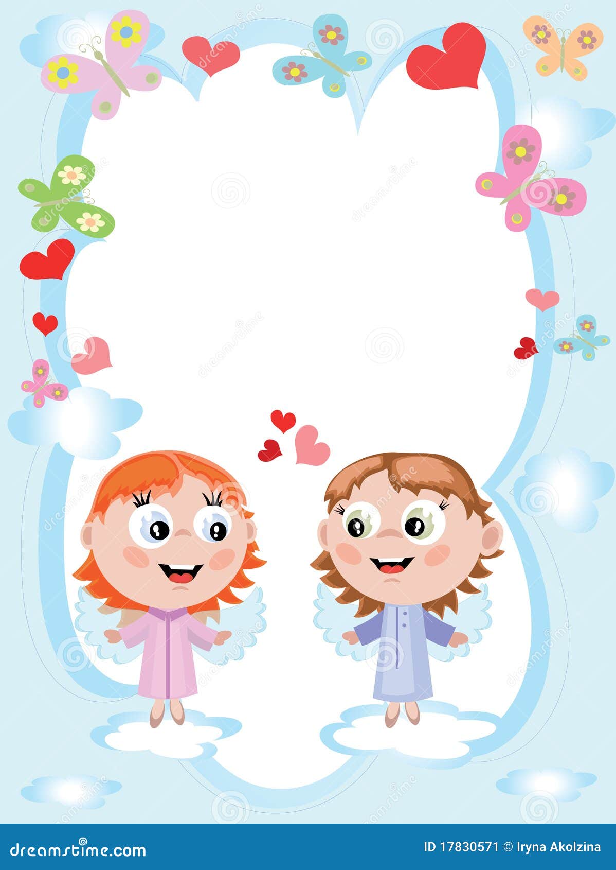 Frame with angels, CMYK stock vector. Illustration of cloud - 17830571