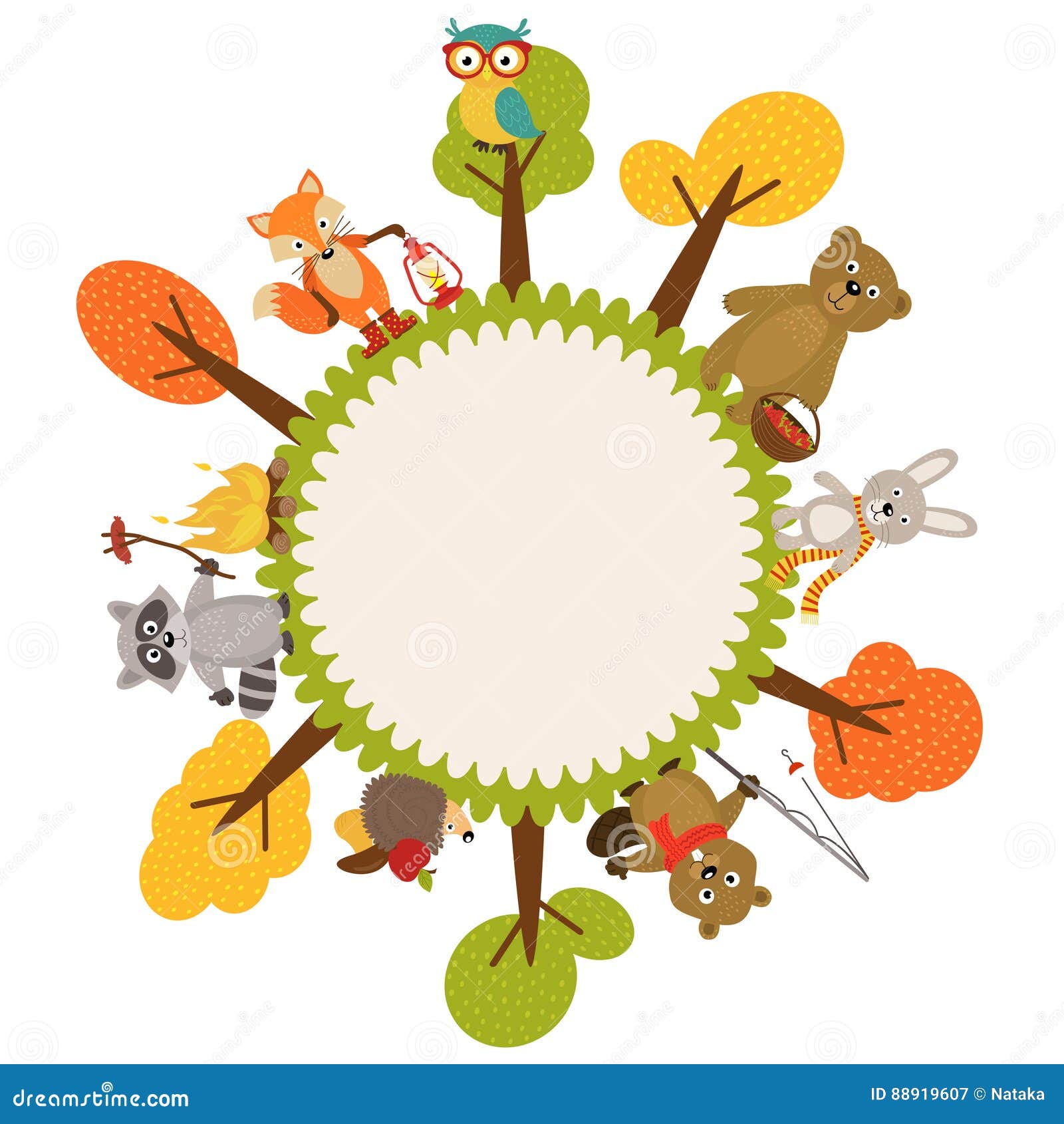 Frame with Animals of Forest Stock Vector - Illustration of kids ...