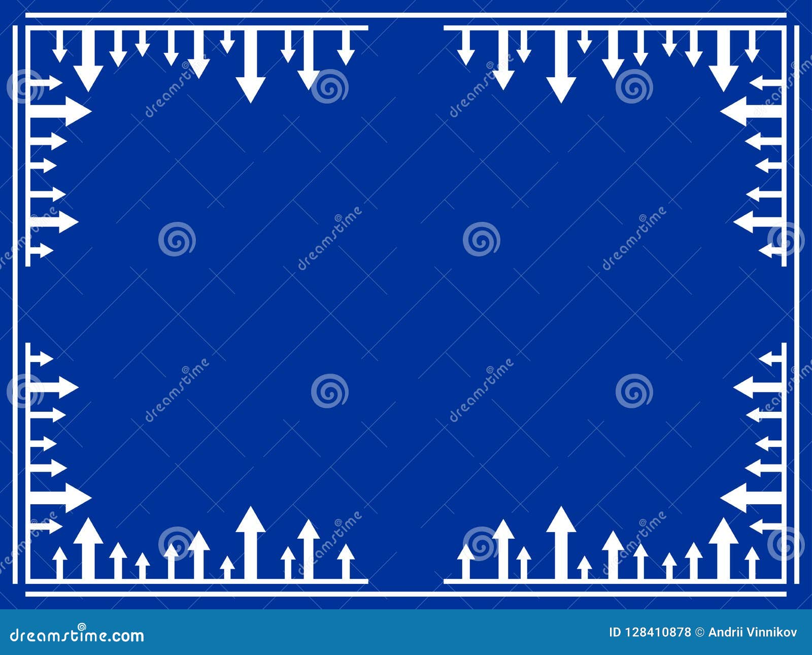 Frame with Arrows, Line Art Border, Blue and White Color. Vector Stock ...