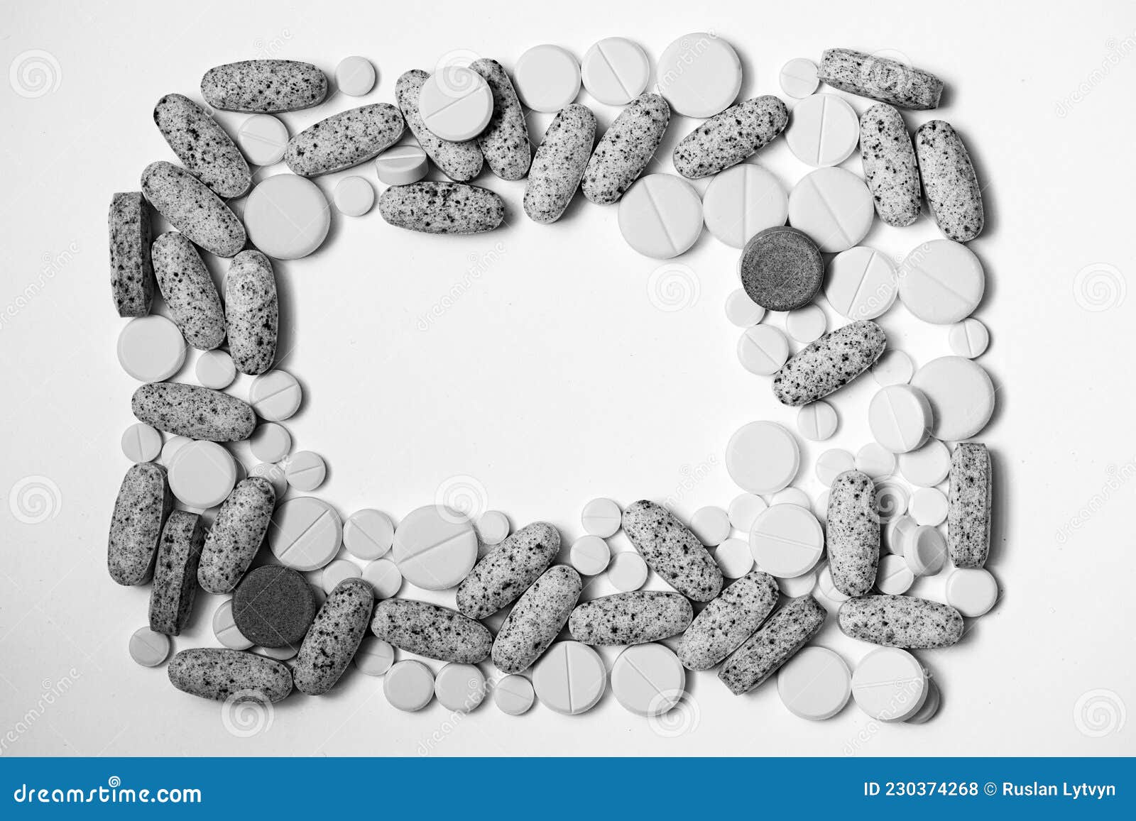 Frame from assorted pills stock photo. Image of healthcare - 230374268