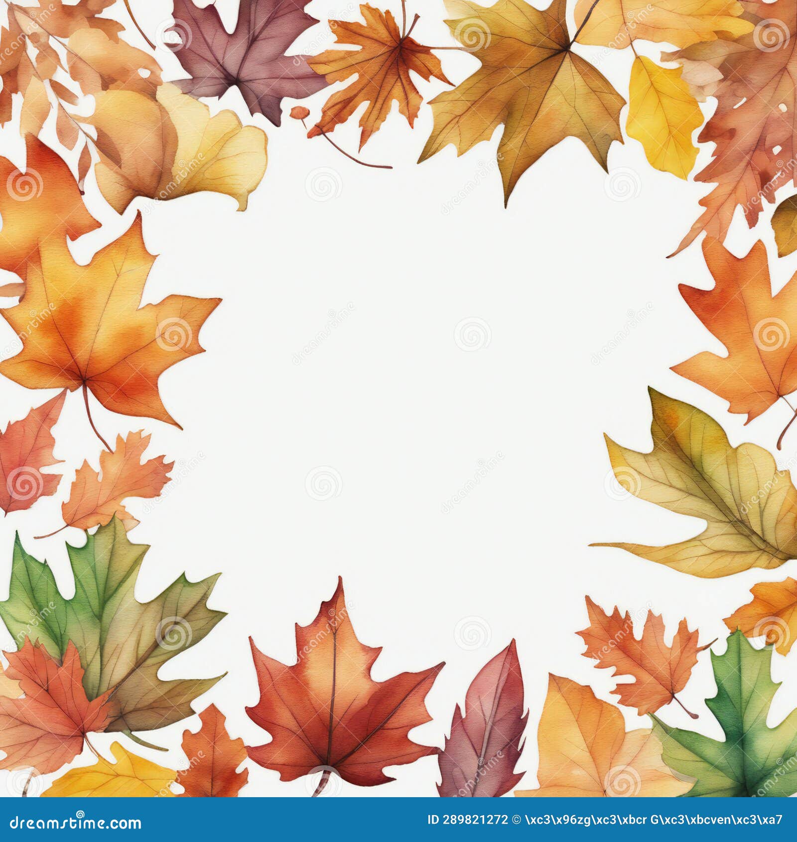 A Frame of Autumn Leaves, Digital Illustration Stock Illustration ...