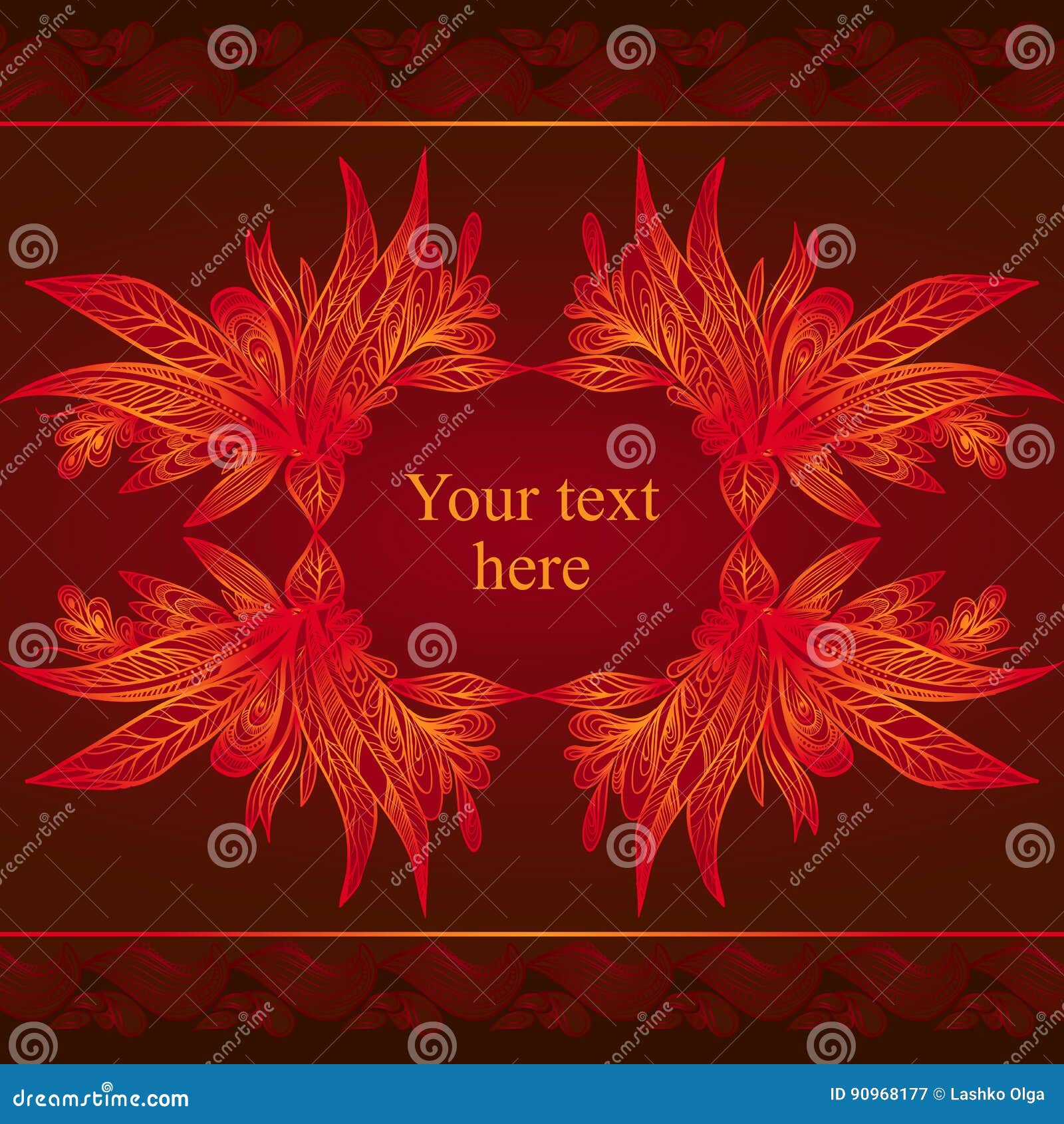 Frame with Autumn Red Leaves Stock Vector - Illustration of frame ...