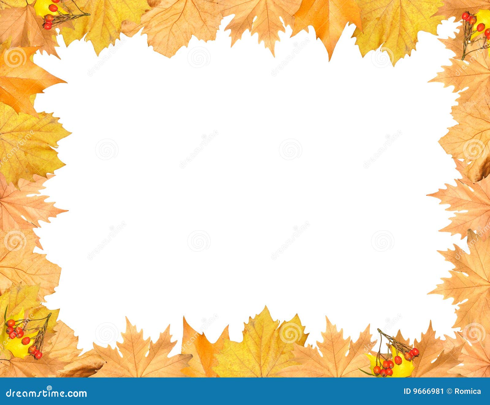Frame of Autumn Yellow Leaves with Empty Place Stock Illustration ...