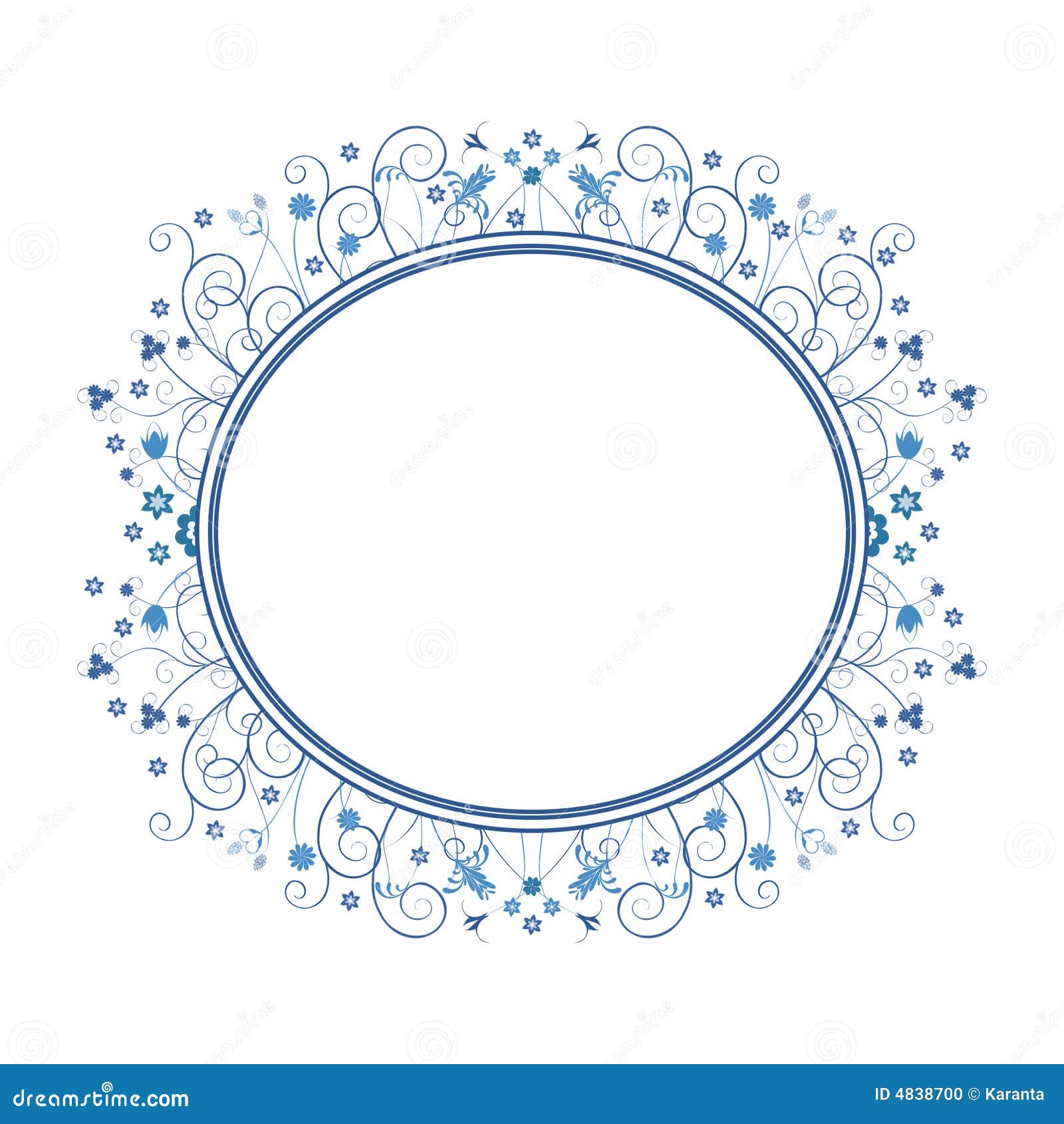Frame azul com flores ilustração stock. Ilustração de redondo - 4838700