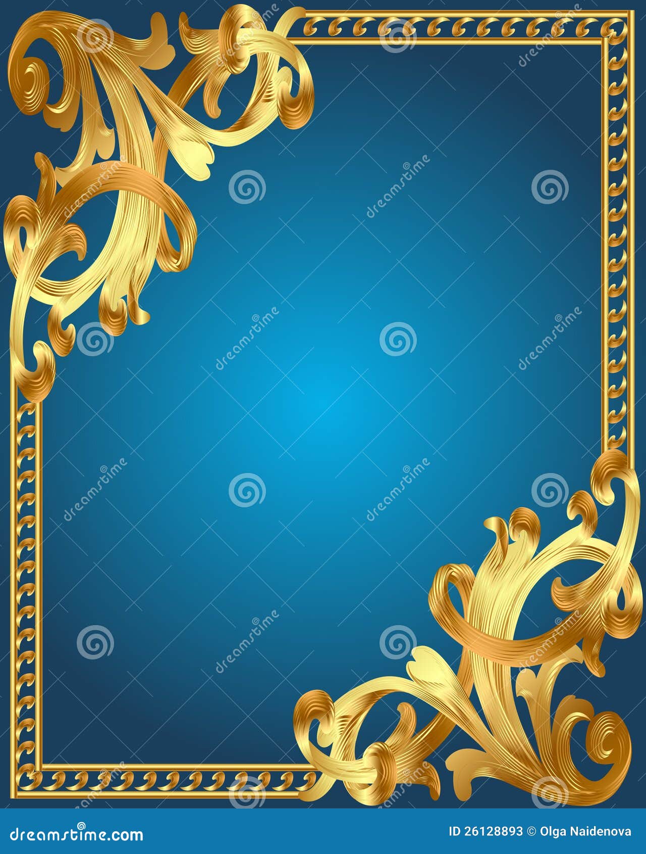 Frame Azul Do Fundo Com Ouro (en) Ilustração do Vetor - Ilustração de ...