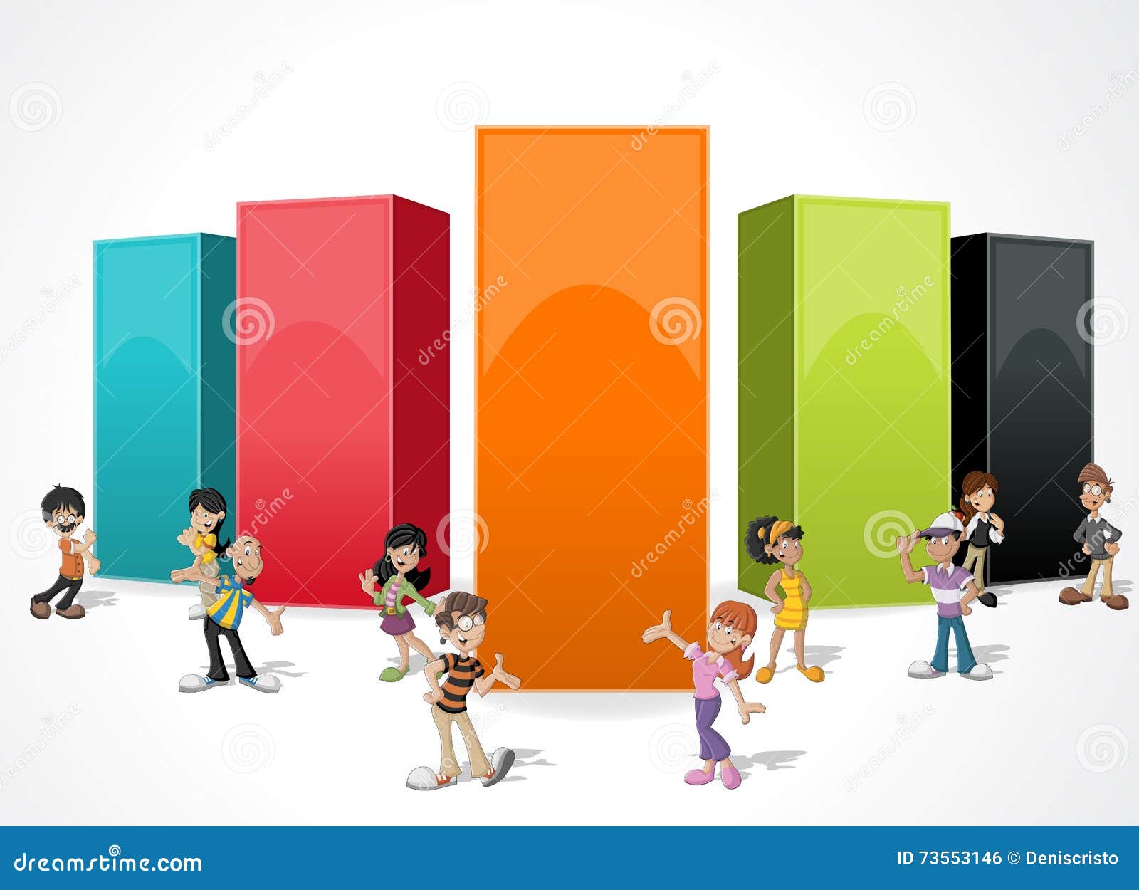 Frame Background with Cartoon People. Stock Vector - Illustration of ...