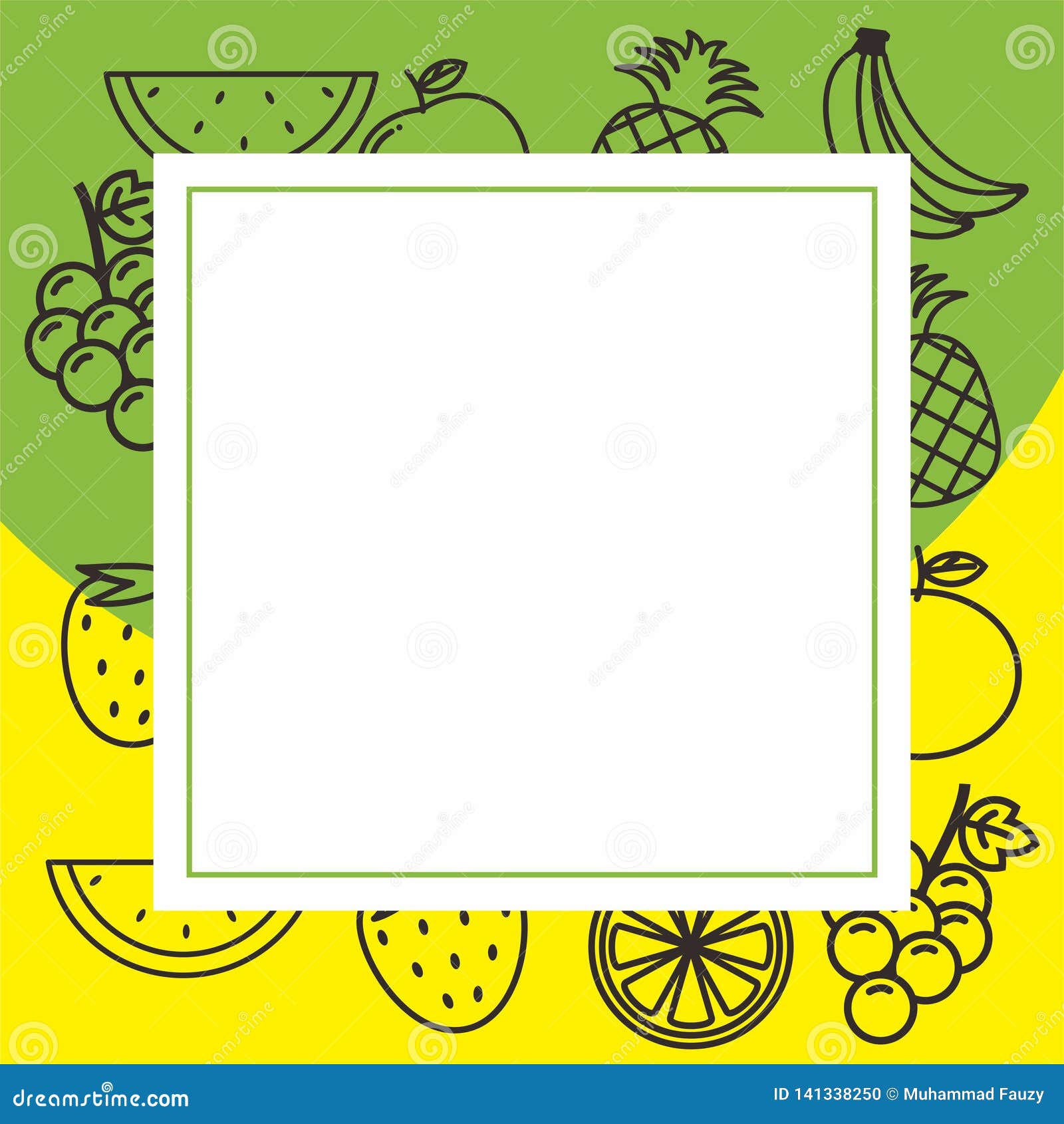 Frame Background Design with Fruits Doodle Vector Stock Vector ...