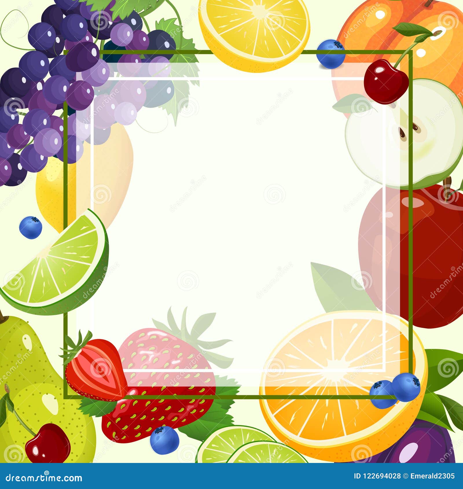 Frame Background with Fruits Stock Vector - Illustration of sale, diet ...