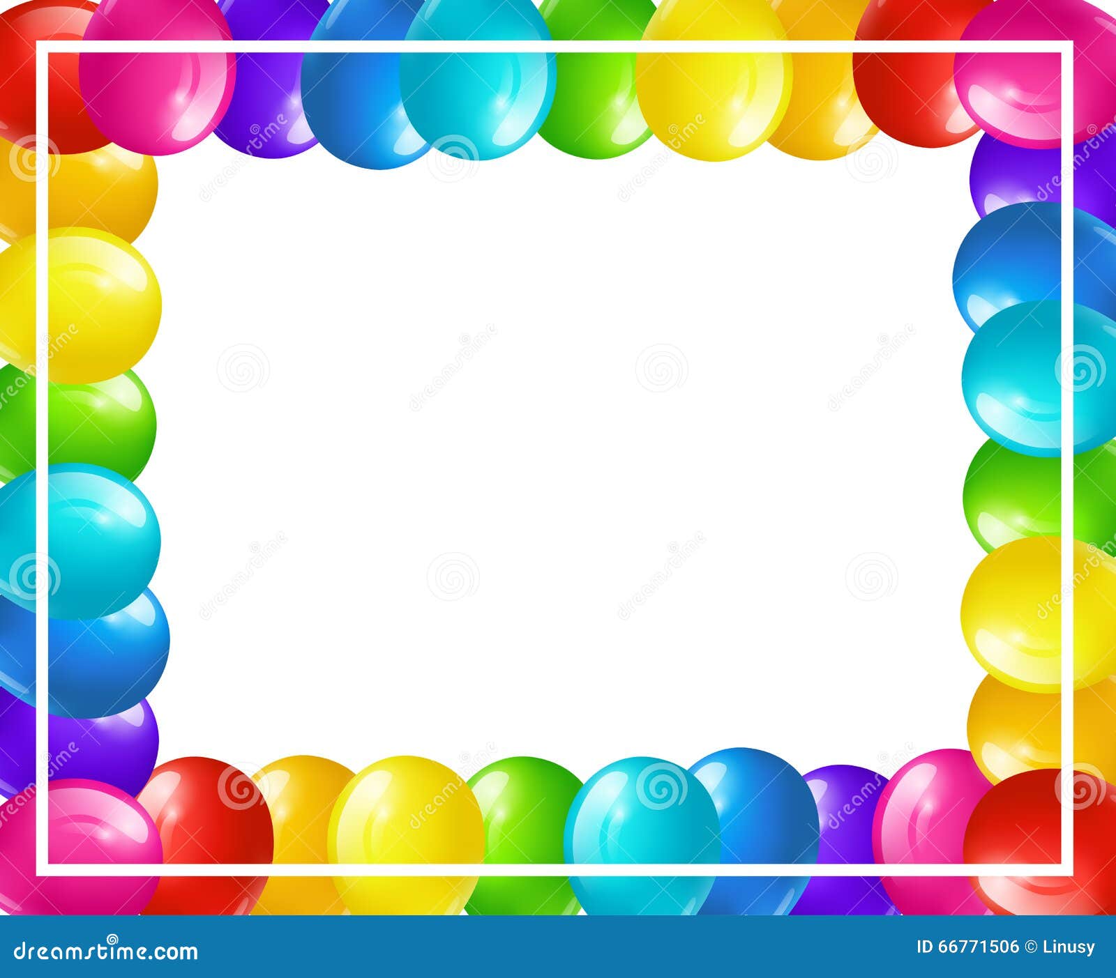 Frame of balloons stock vector. Illustration of rainbow - 66771506